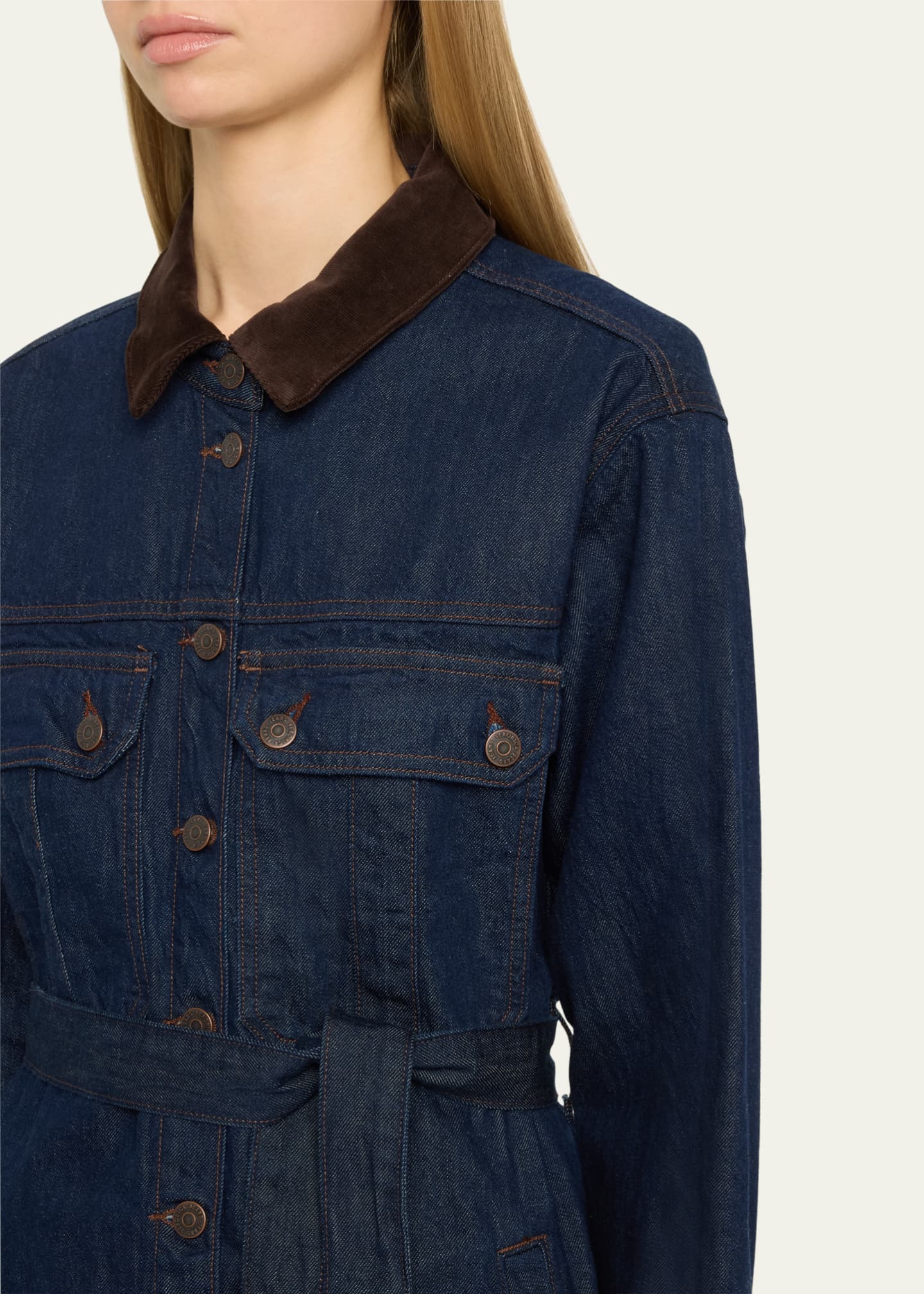 Veronica Beard Mikaela Belted Denim Shacket Bergdorf Goodman