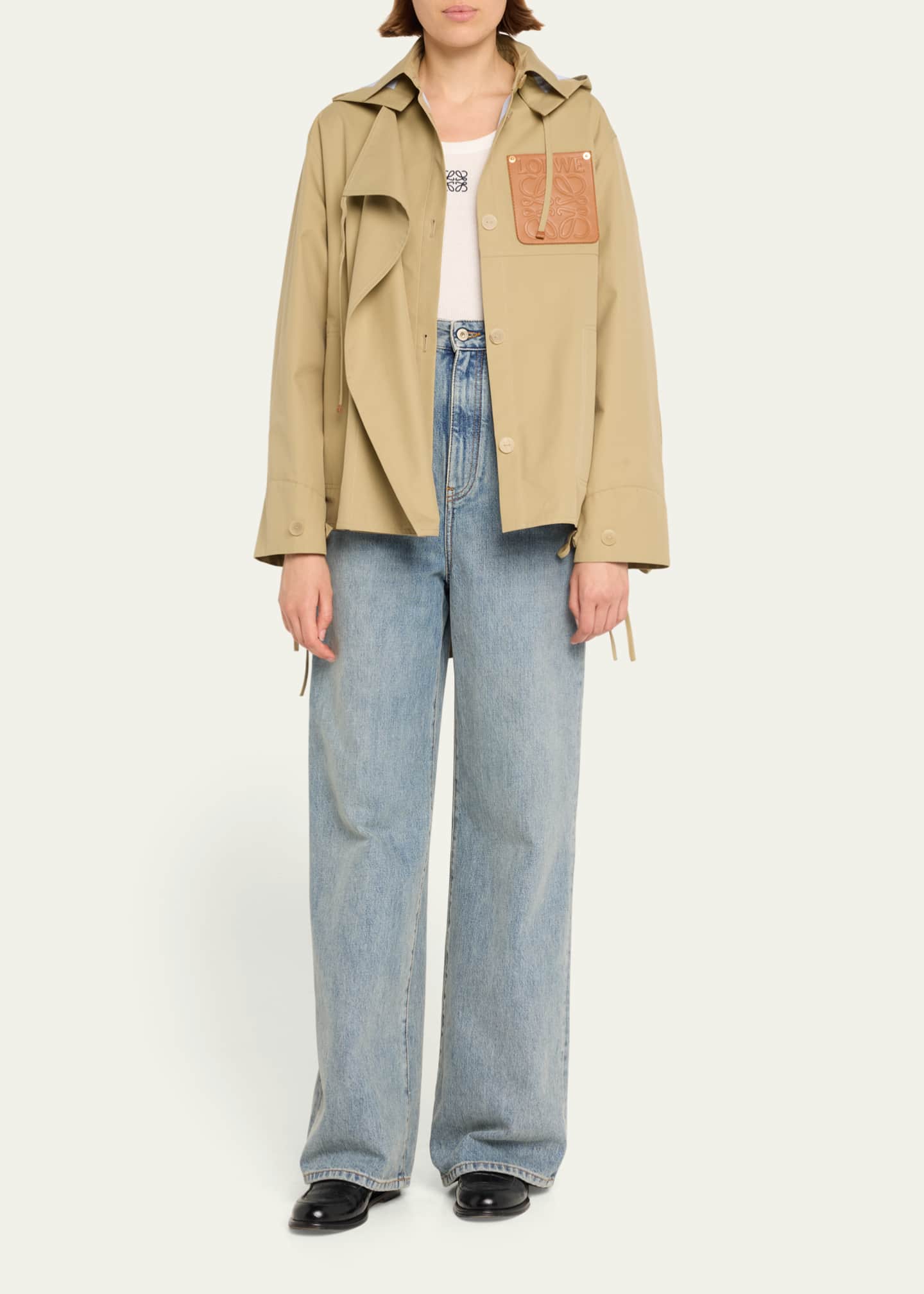 Loewe Leather Pocket Hooded Parka Jacket - Bergdorf Goodman