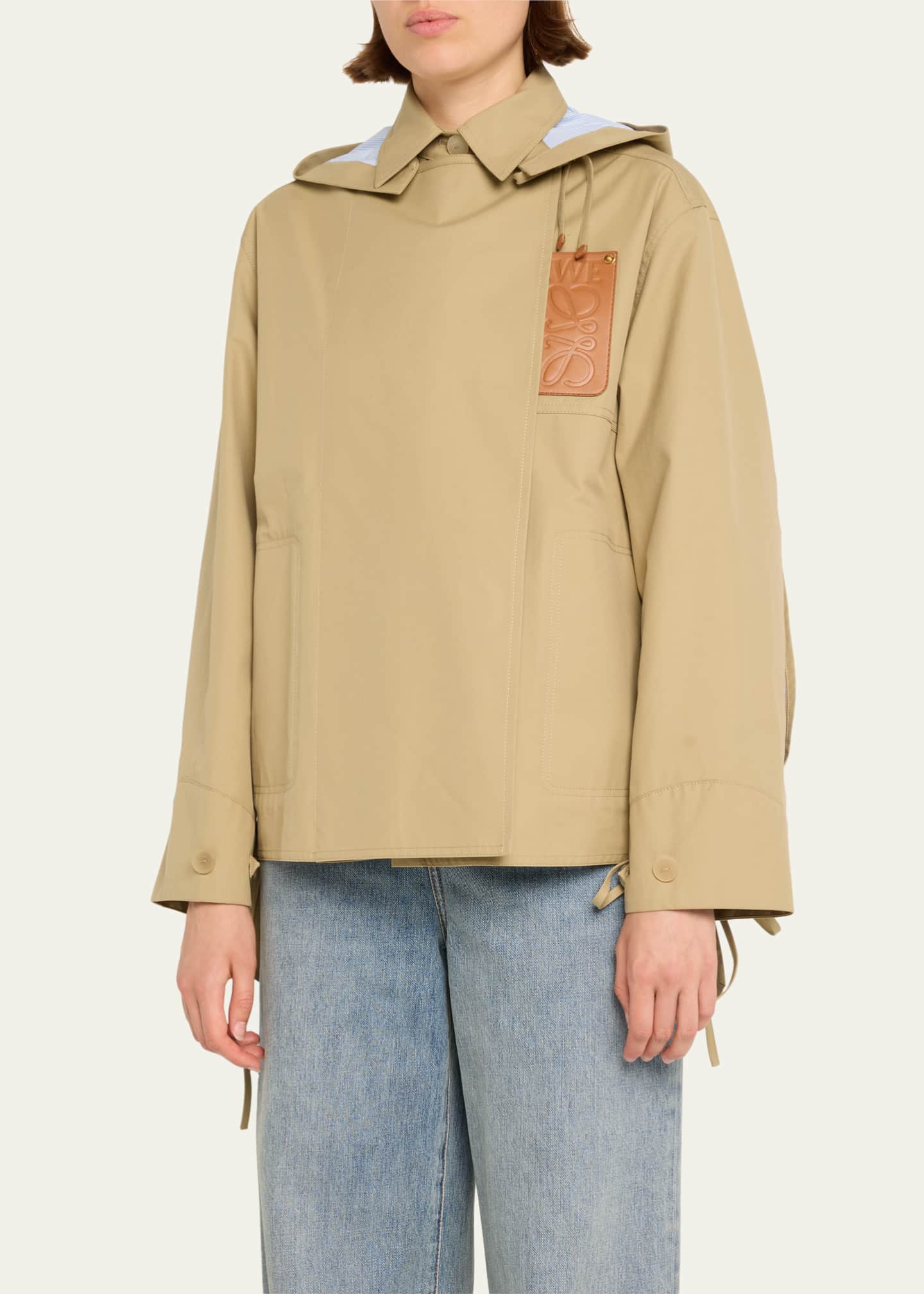Loewe Leather Pocket Hooded Parka Jacket - Bergdorf Goodman