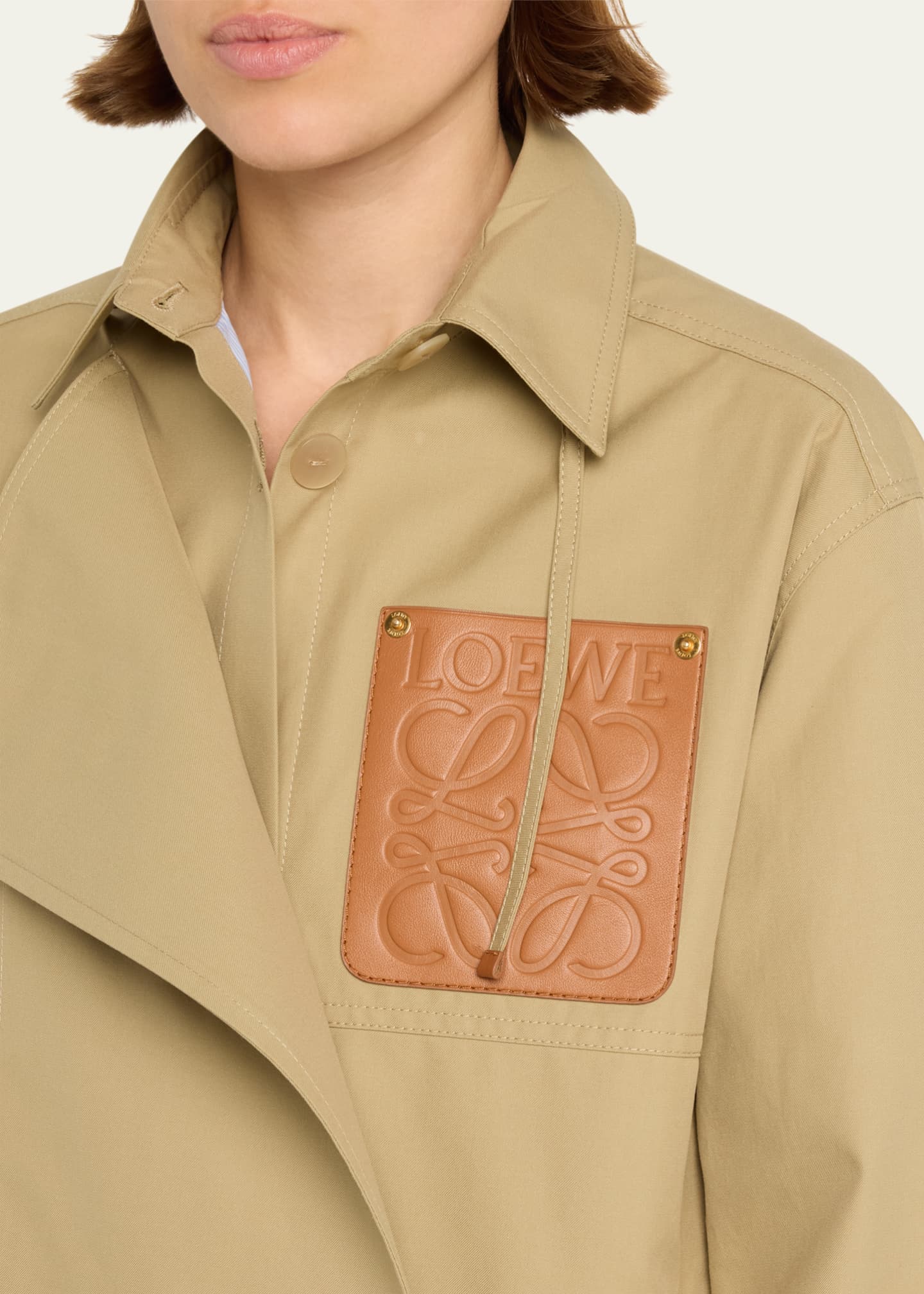 Loewe Leather Pocket Hooded Parka Jacket - Bergdorf Goodman