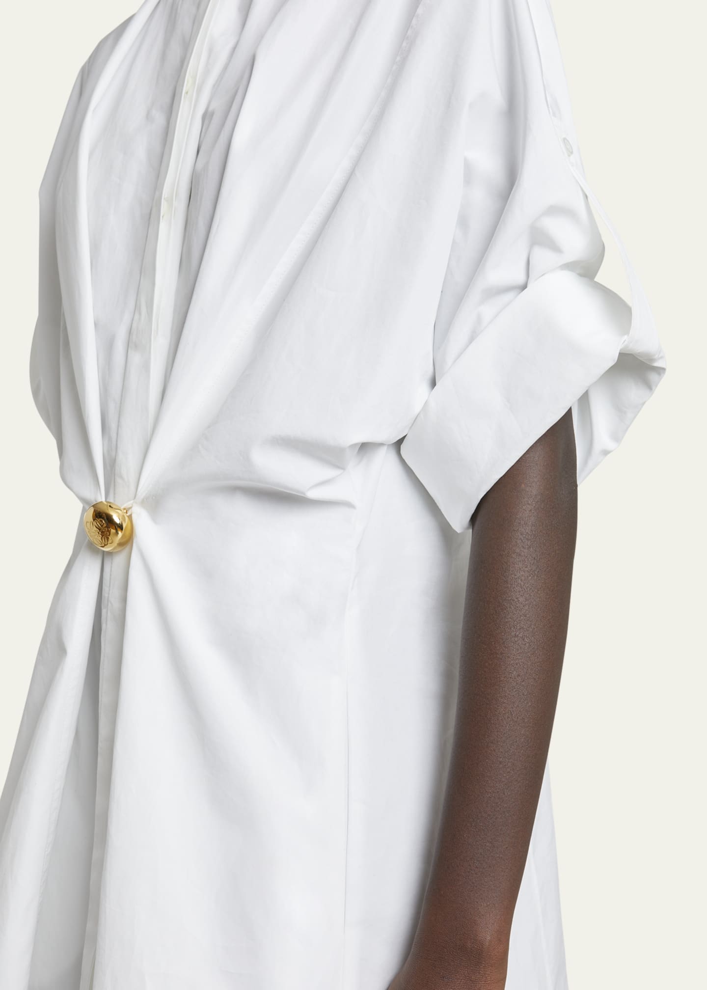 Loewe Gathered Mini Dress with Button Detail - Bergdorf Goodman
