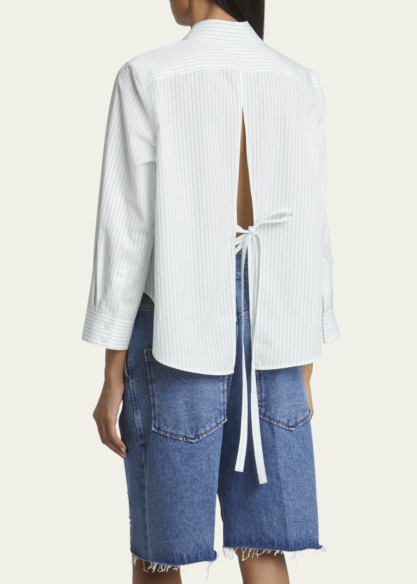 Loewe Stripe Tie-Back Button Down Top - Bergdorf Goodman
