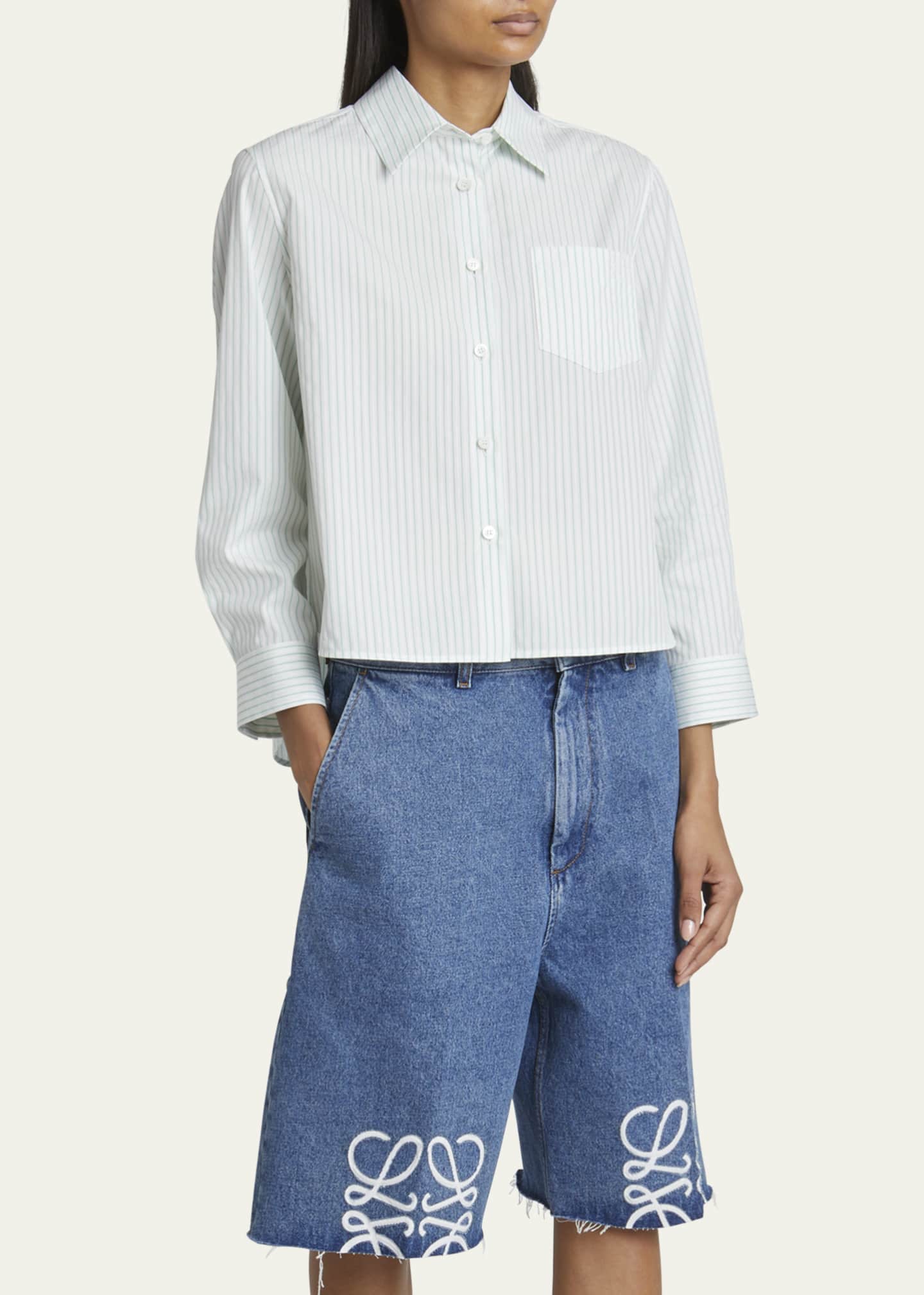 Loewe Stripe Tie-Back Button Down Top - Bergdorf Goodman