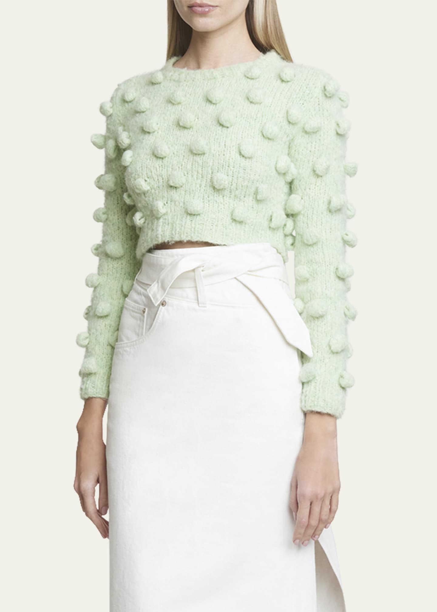 Loewe Cropped Wool Sweater with Dot Details - Bergdorf Goodman