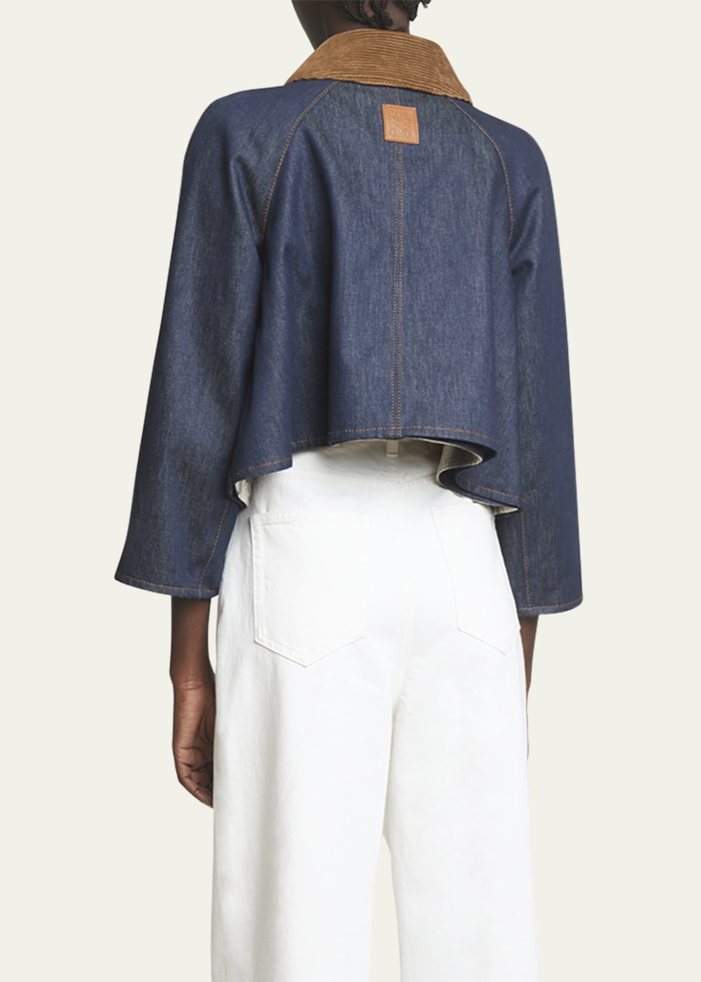 Loewe Collared Denim Trapeze Jacket - Bergdorf Goodman