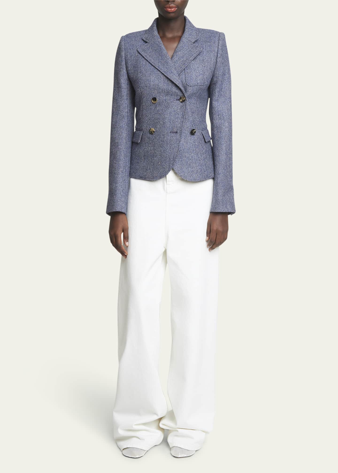 Loewe Shrunken Double-Breasted Wool Blazer Jacket - Bergdorf Goodman