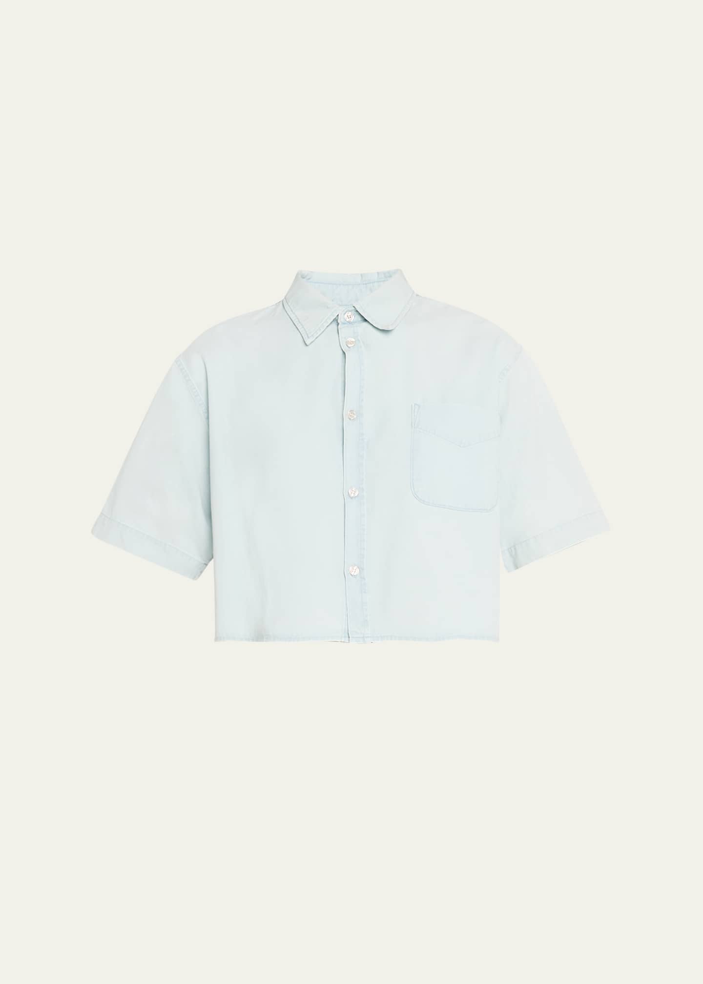 SPRWMN Cropped Cotton Chambray Button-Front Shirt - Bergdorf Goodman