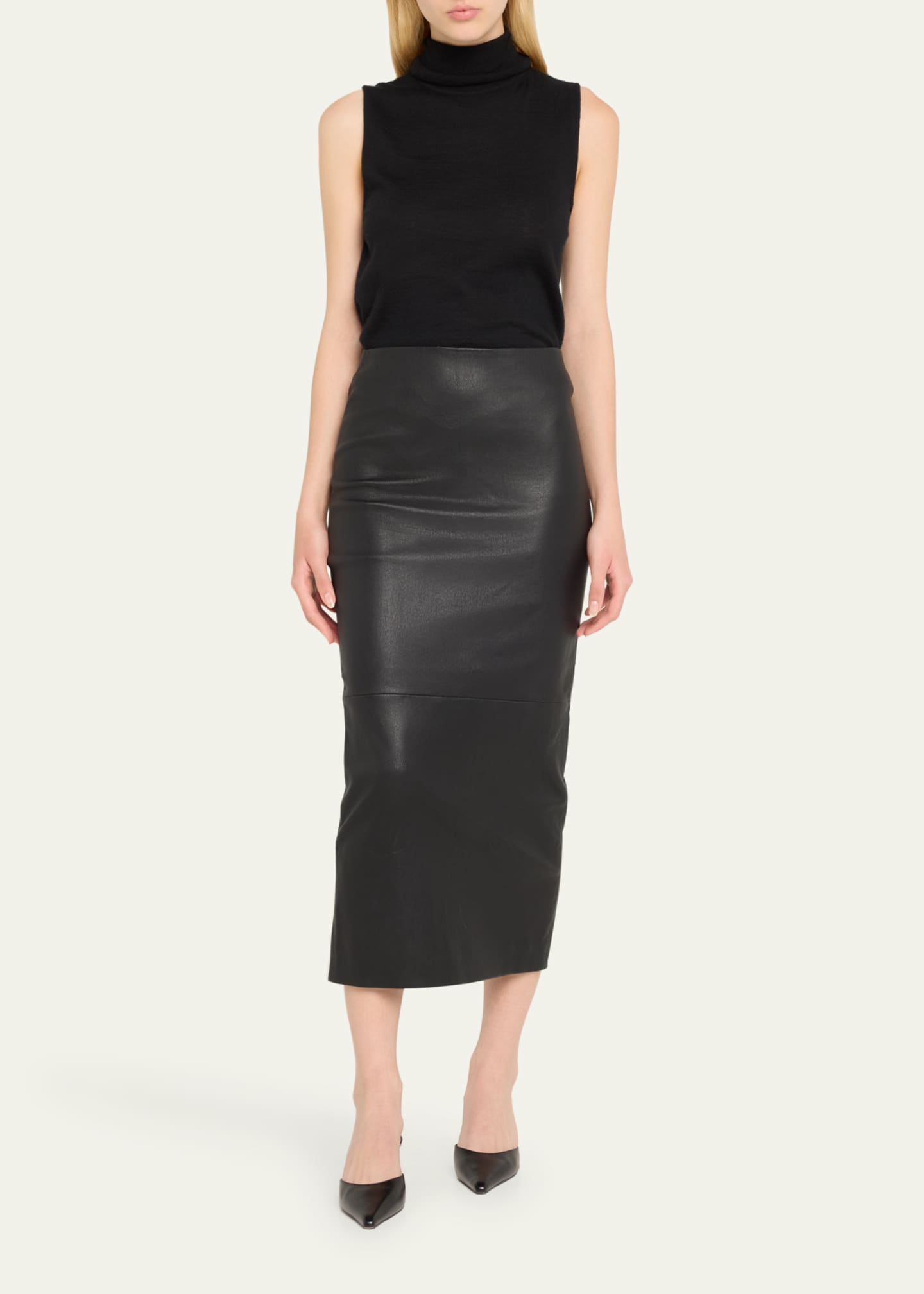 SPRWMN Lambskin Leather Midi Pencil Skirt - Bergdorf Goodman