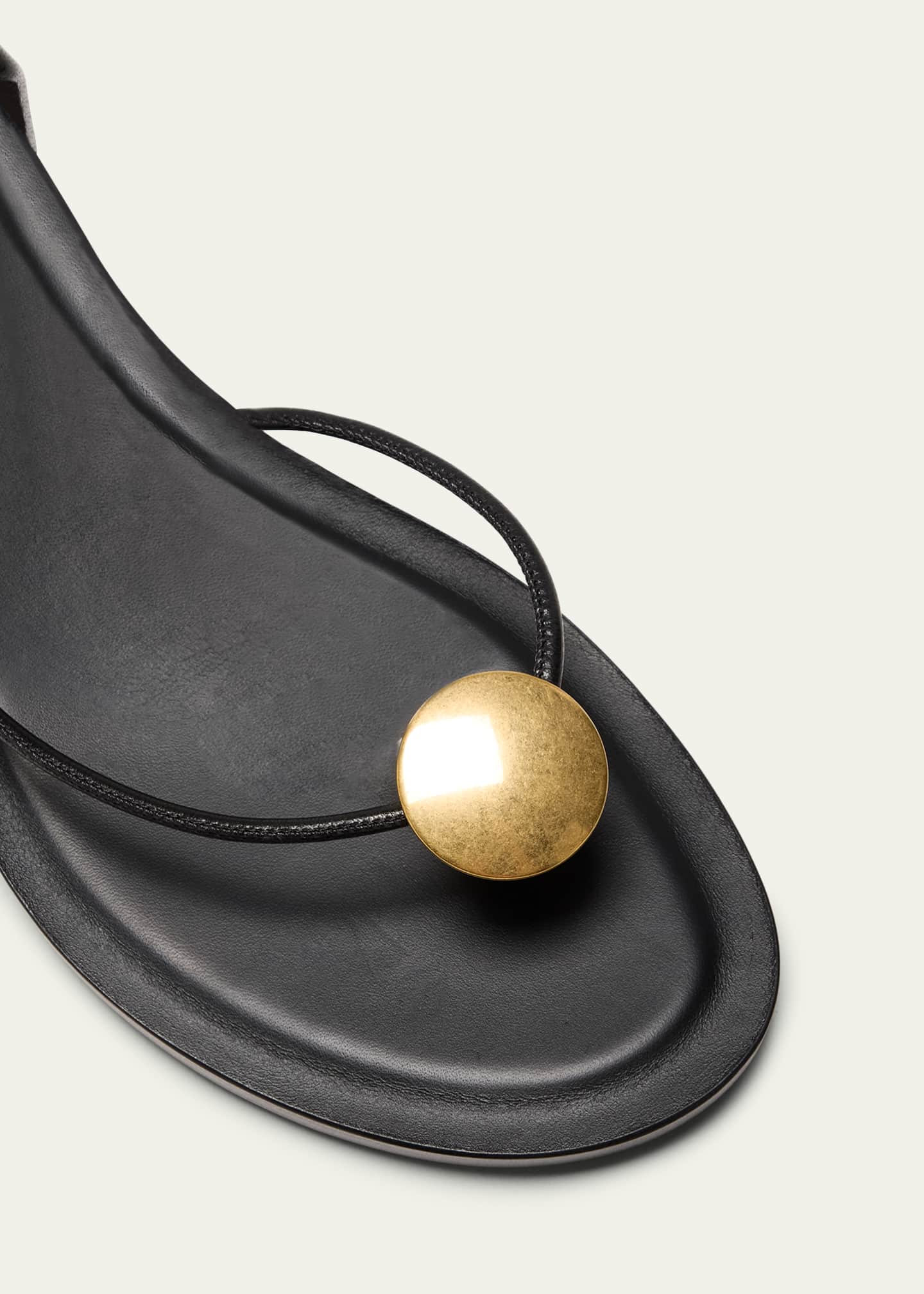 THE ROW Cord Nappa Leather Heeled Thong Sandals - Bergdorf Goodman