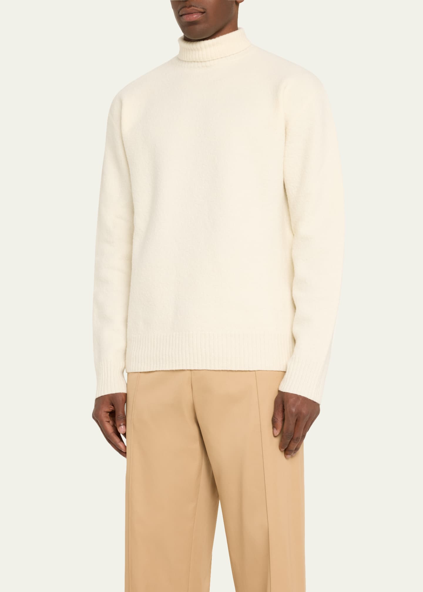 Jil Sander Men's Mock-Neck Boiled Wool Sweater - Bergdorf Goodman