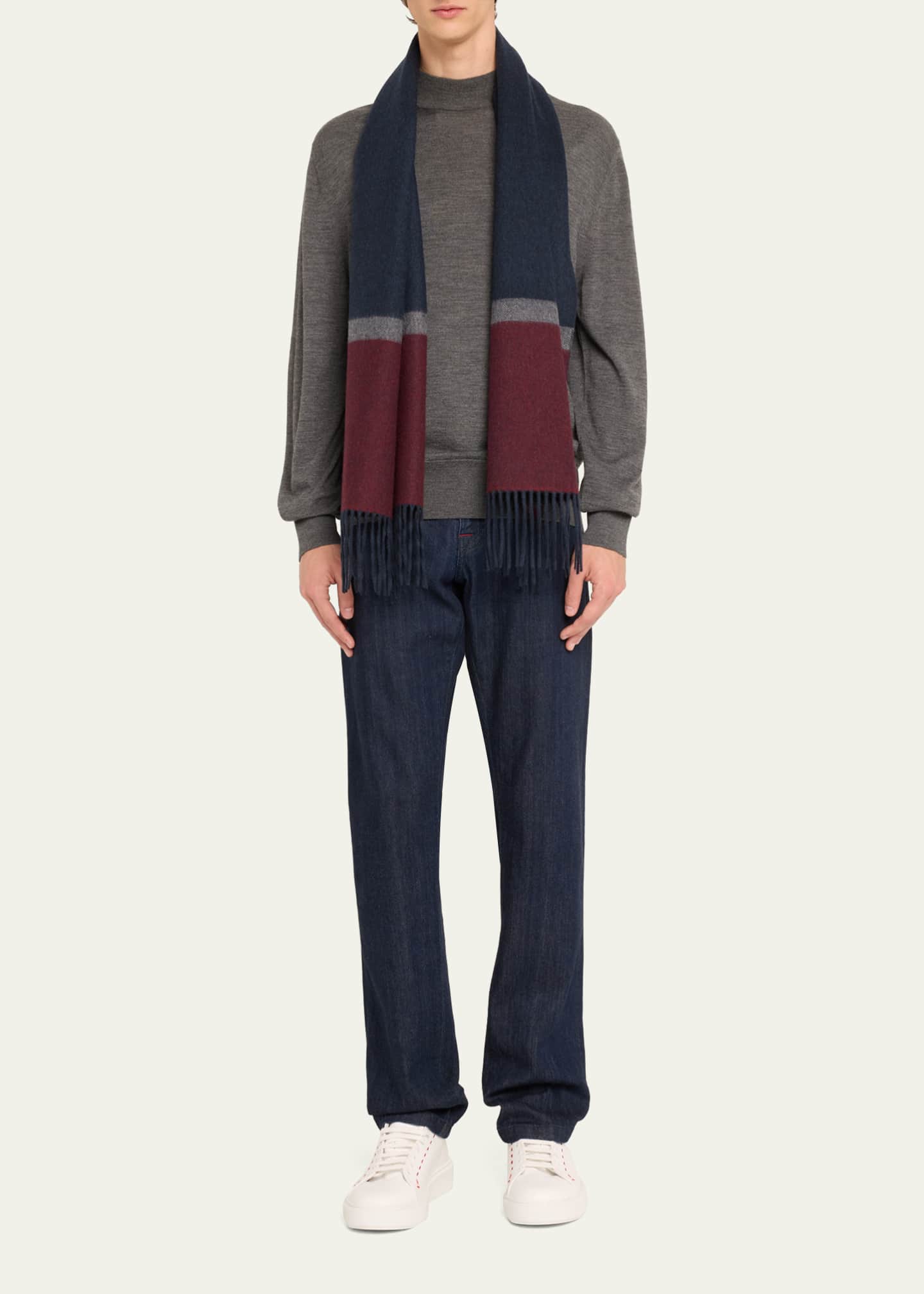 Kiton Men's Cashmere Color Block Scarf - Bergdorf Goodman