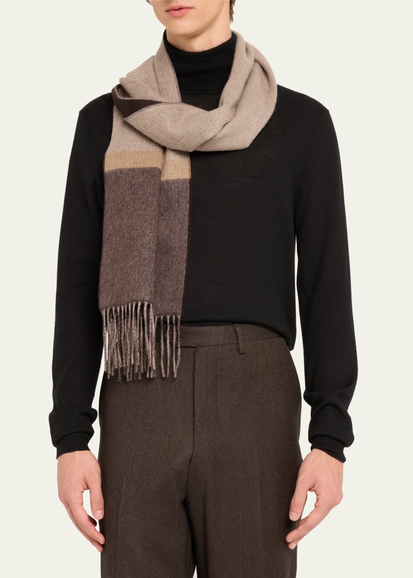 Kiton Men's Cashmere Color Block Scarf - Bergdorf Goodman