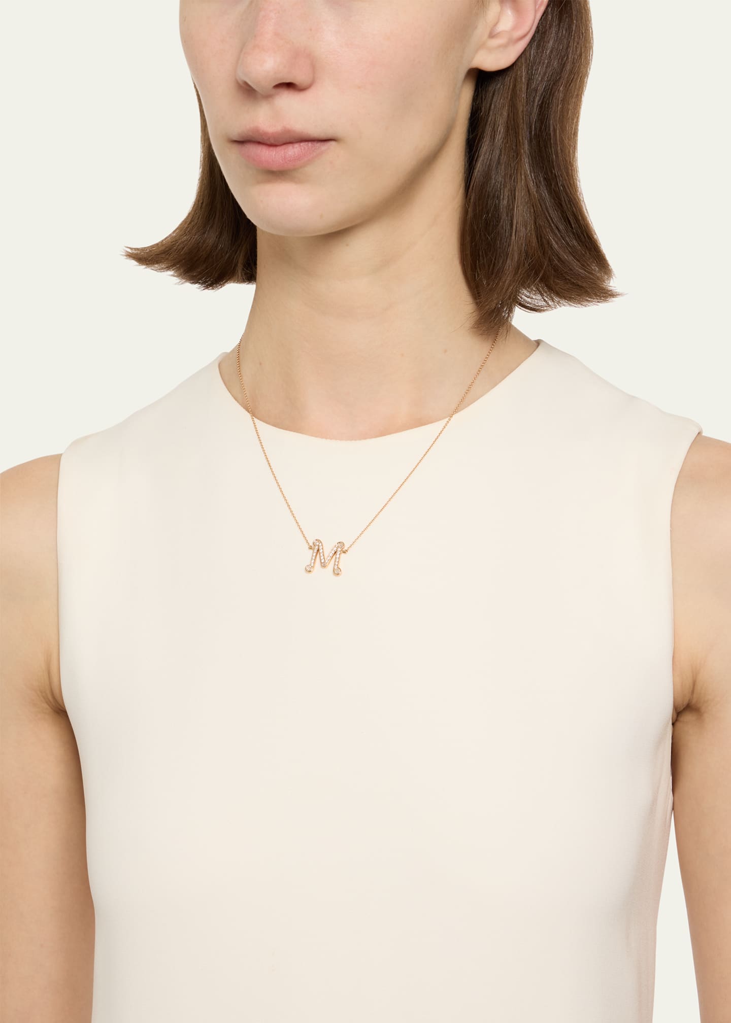 Nam Cho 18K Rose Gold Alphabet M Charm Necklace with Diamonds ...