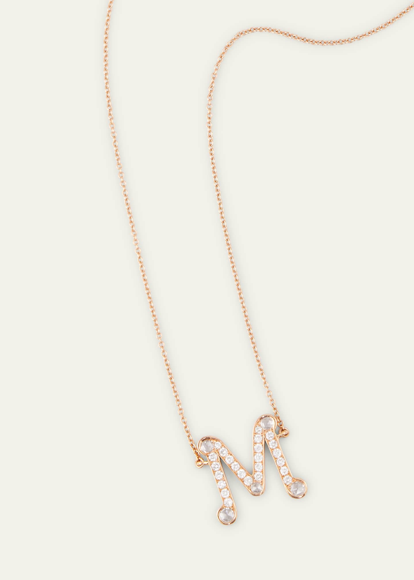 Nam Cho 18K Rose Gold Alphabet M Charm Necklace with Diamonds ...