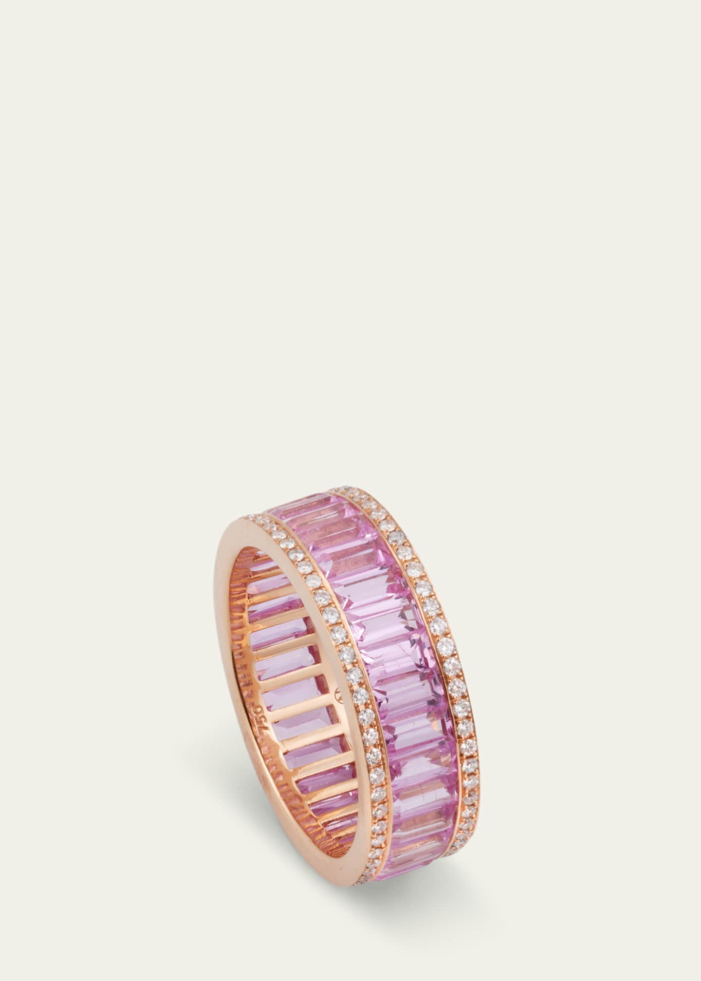 Nam Cho 18K Rose Gold Baguette Eternity Ring with Pink Sapphires and ...