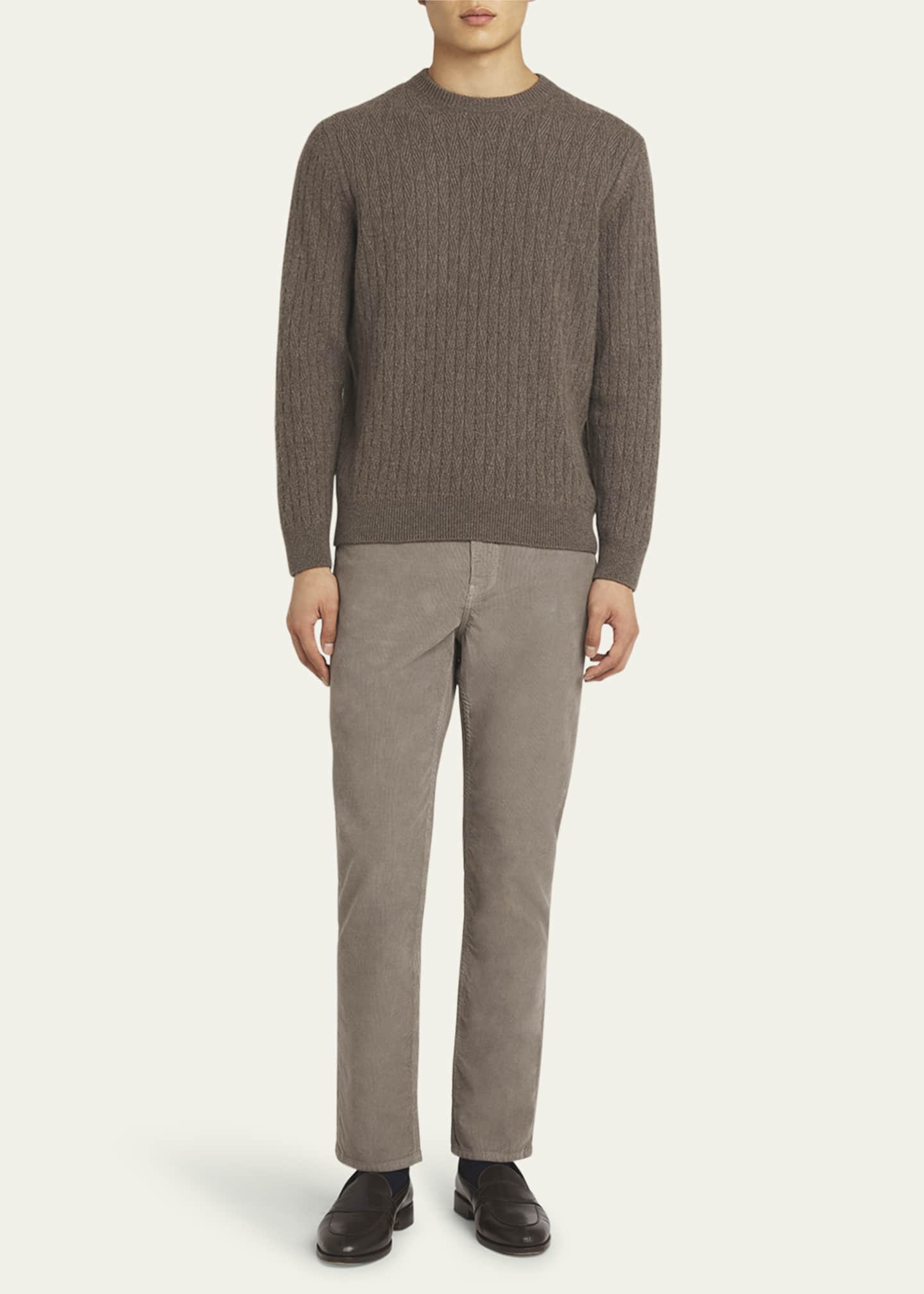 Agnona Men's Cable Ribbed Cashmere Sweater - Bergdorf Goodman