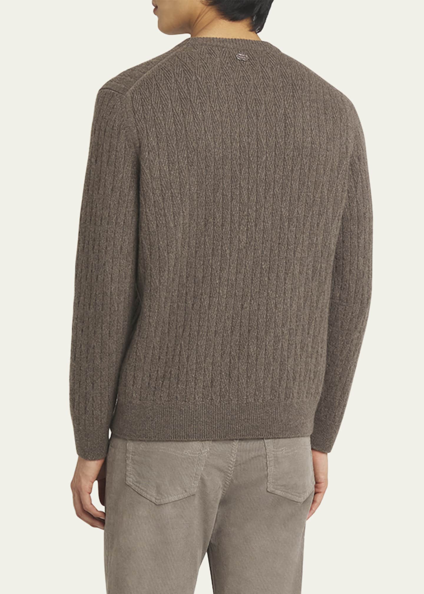 Agnona Men's Cable Ribbed Cashmere Sweater - Bergdorf Goodman
