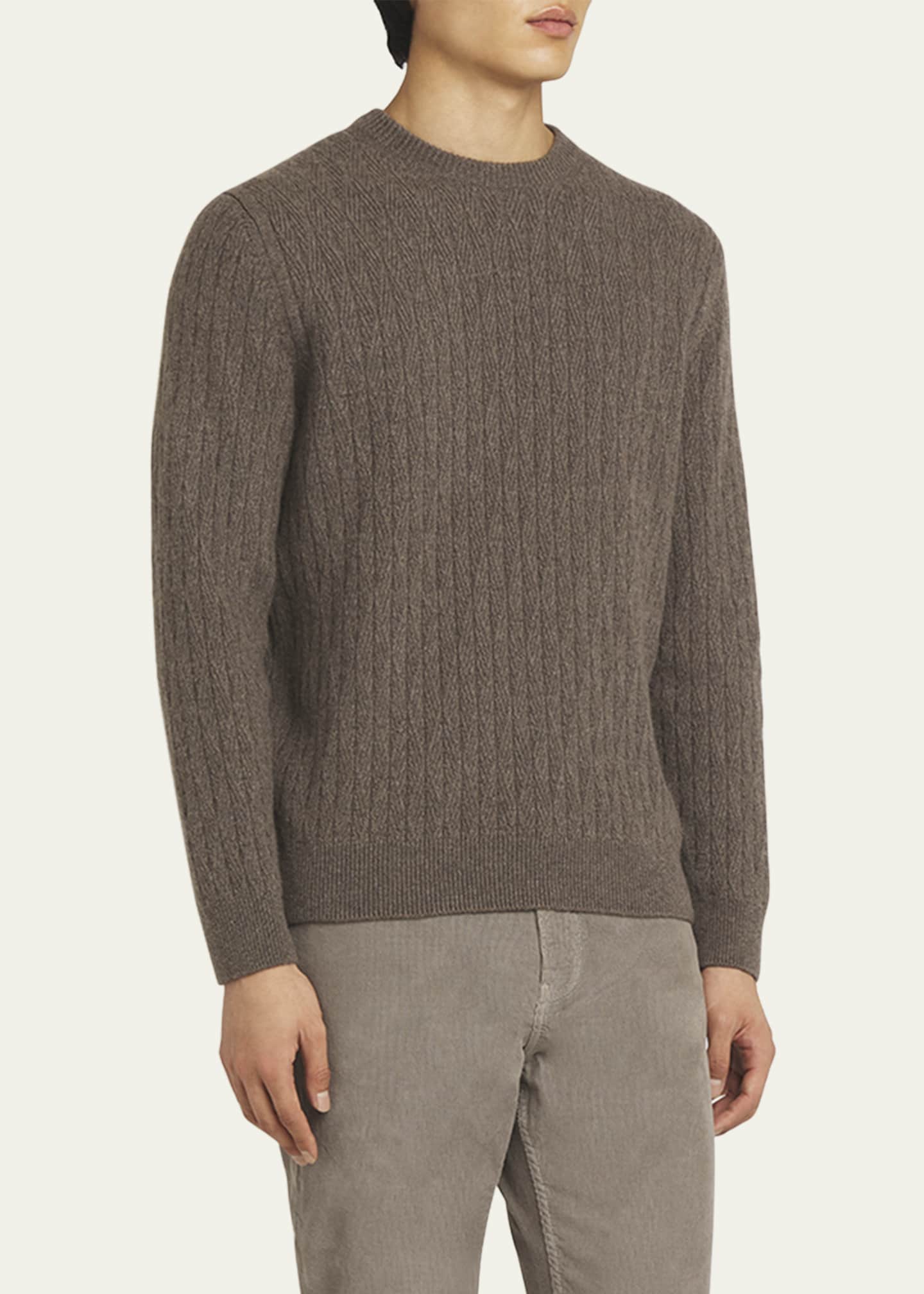 Agnona Men's Cable Ribbed Cashmere Sweater - Bergdorf Goodman