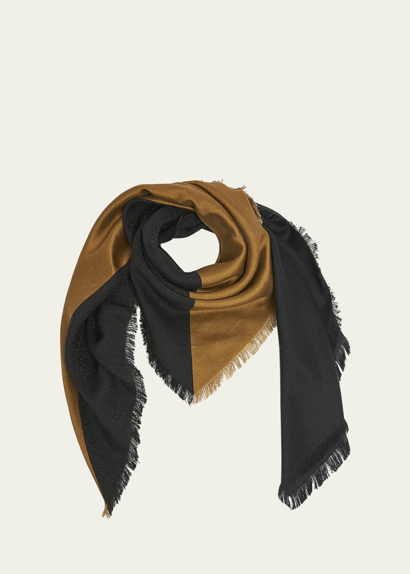 Loewe Fringed Color Block Wool & Silk Square Scarf - Bergdorf Goodman