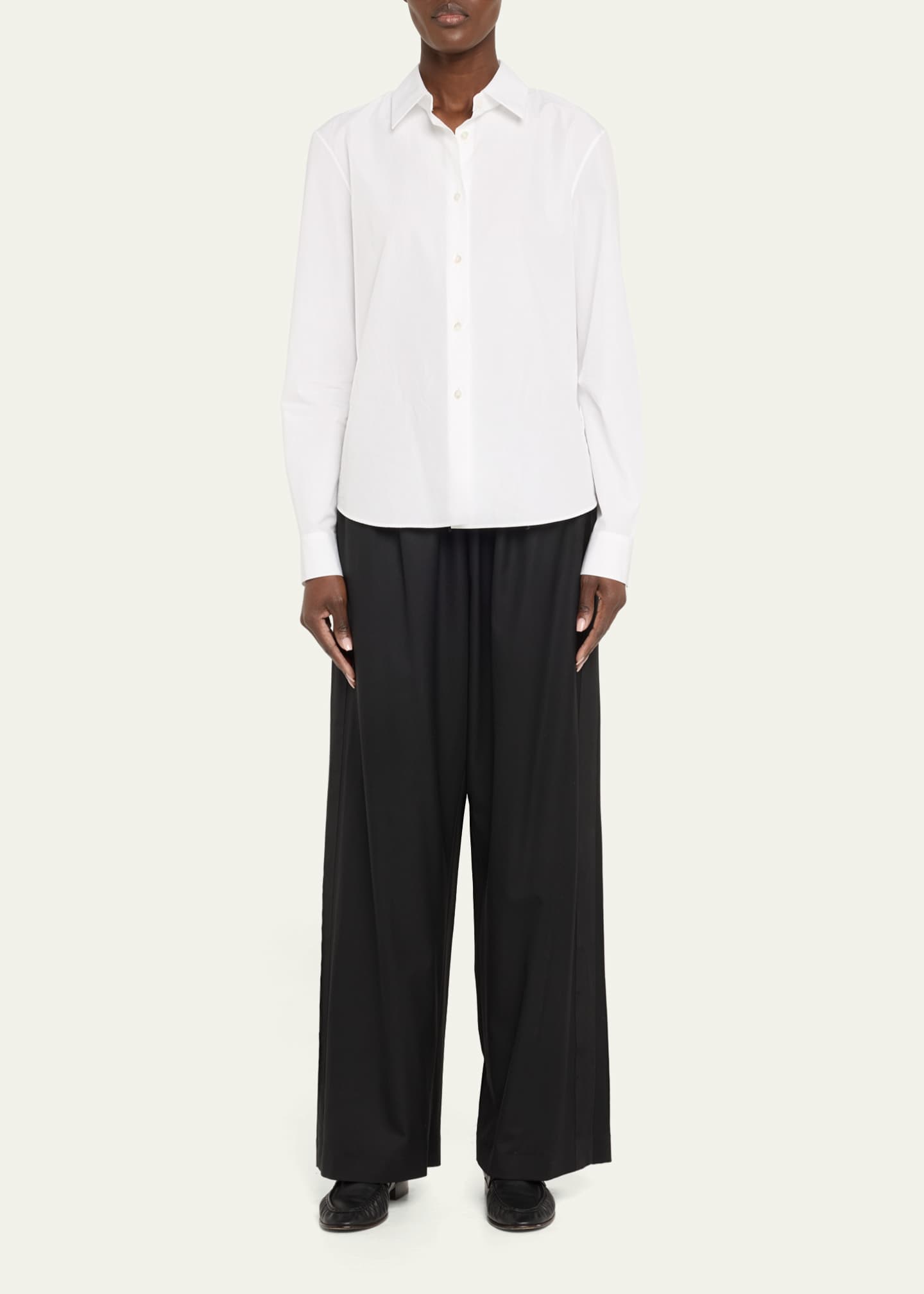 THE ROW Hubert Drawstring Wide Leg Wool Pants - Bergdorf Goodman