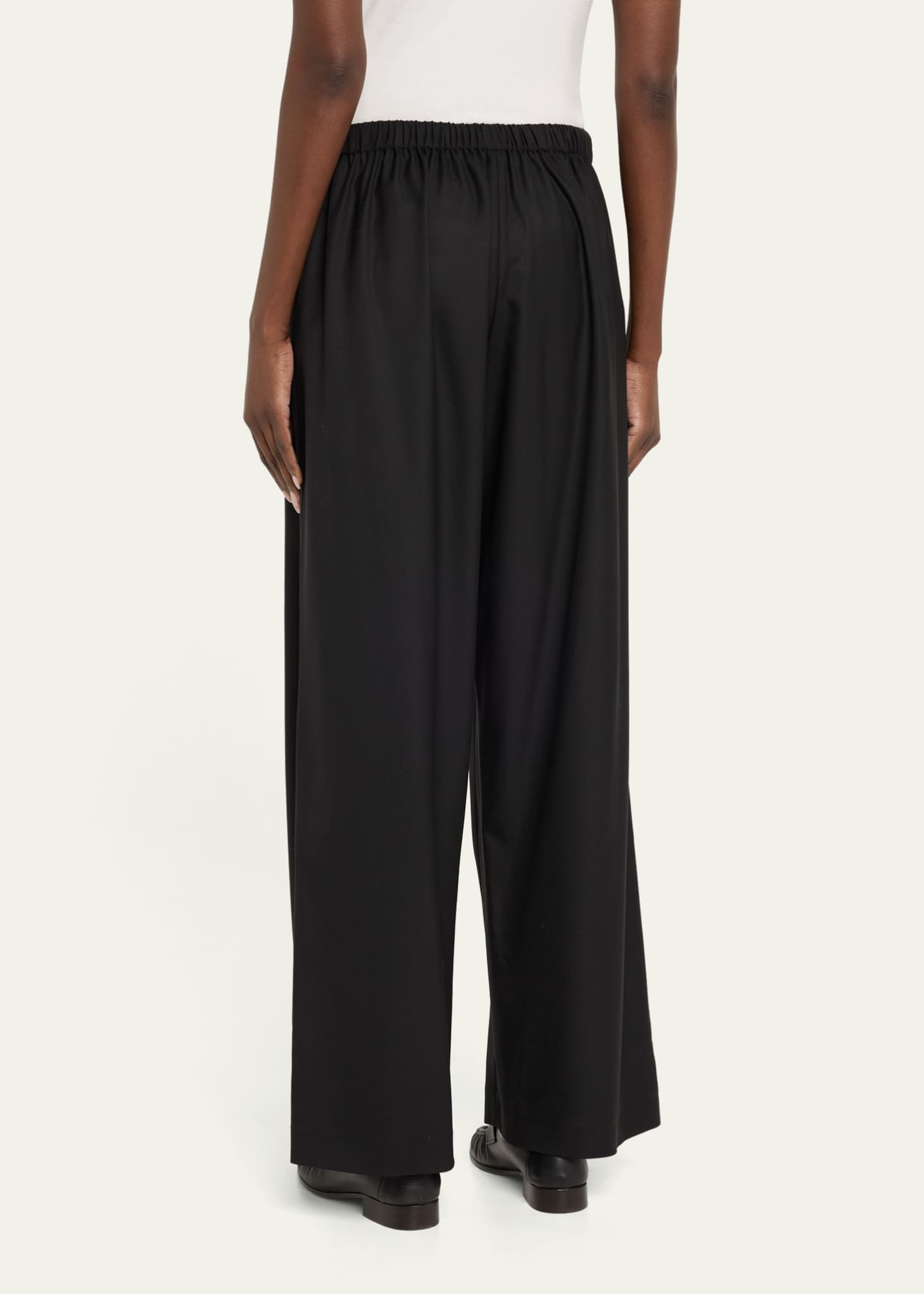 THE ROW Hubert Drawstring Wide Leg Wool Pants - Bergdorf Goodman