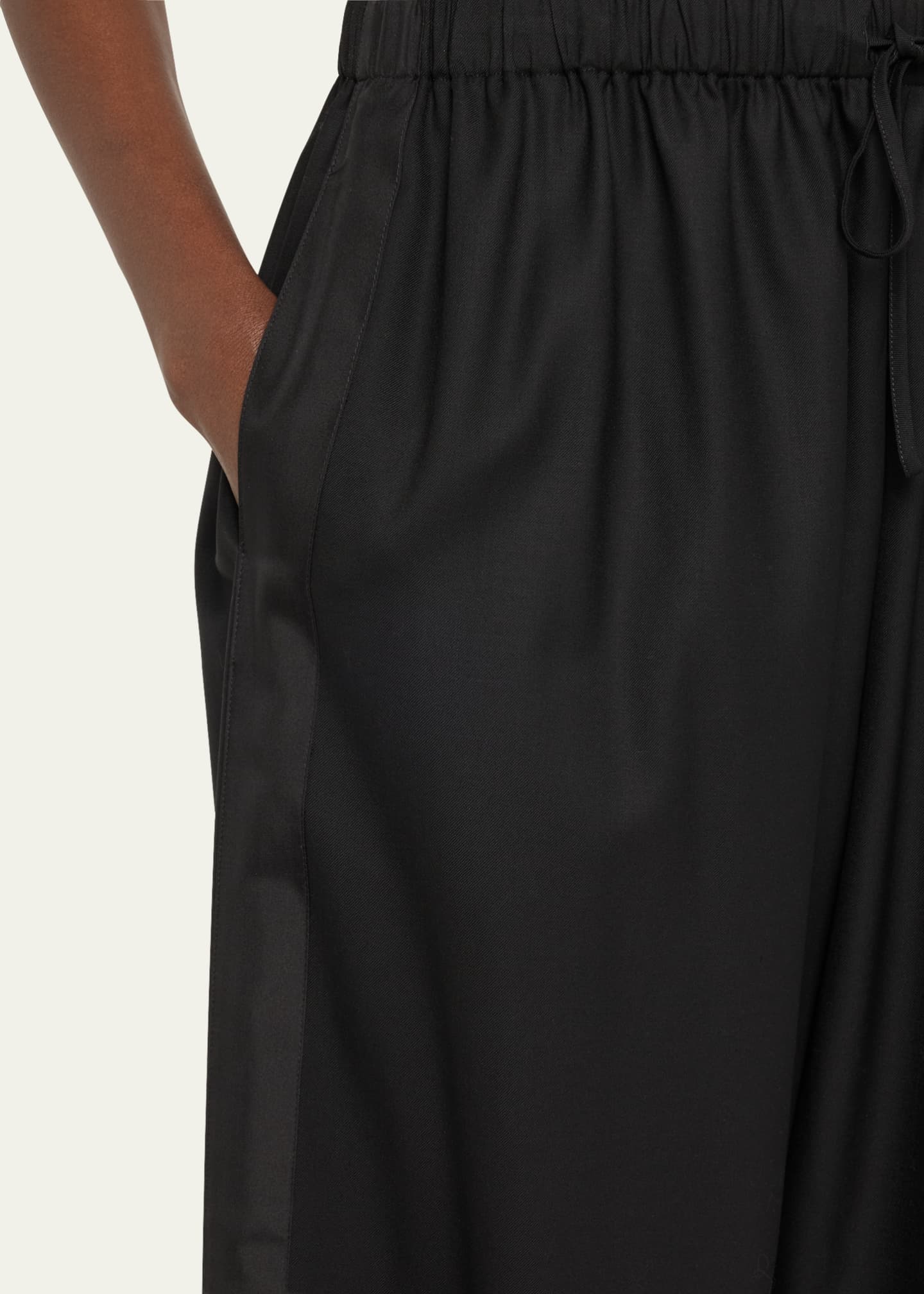 THE ROW Hubert Drawstring Wide Leg Wool Pants - Bergdorf Goodman