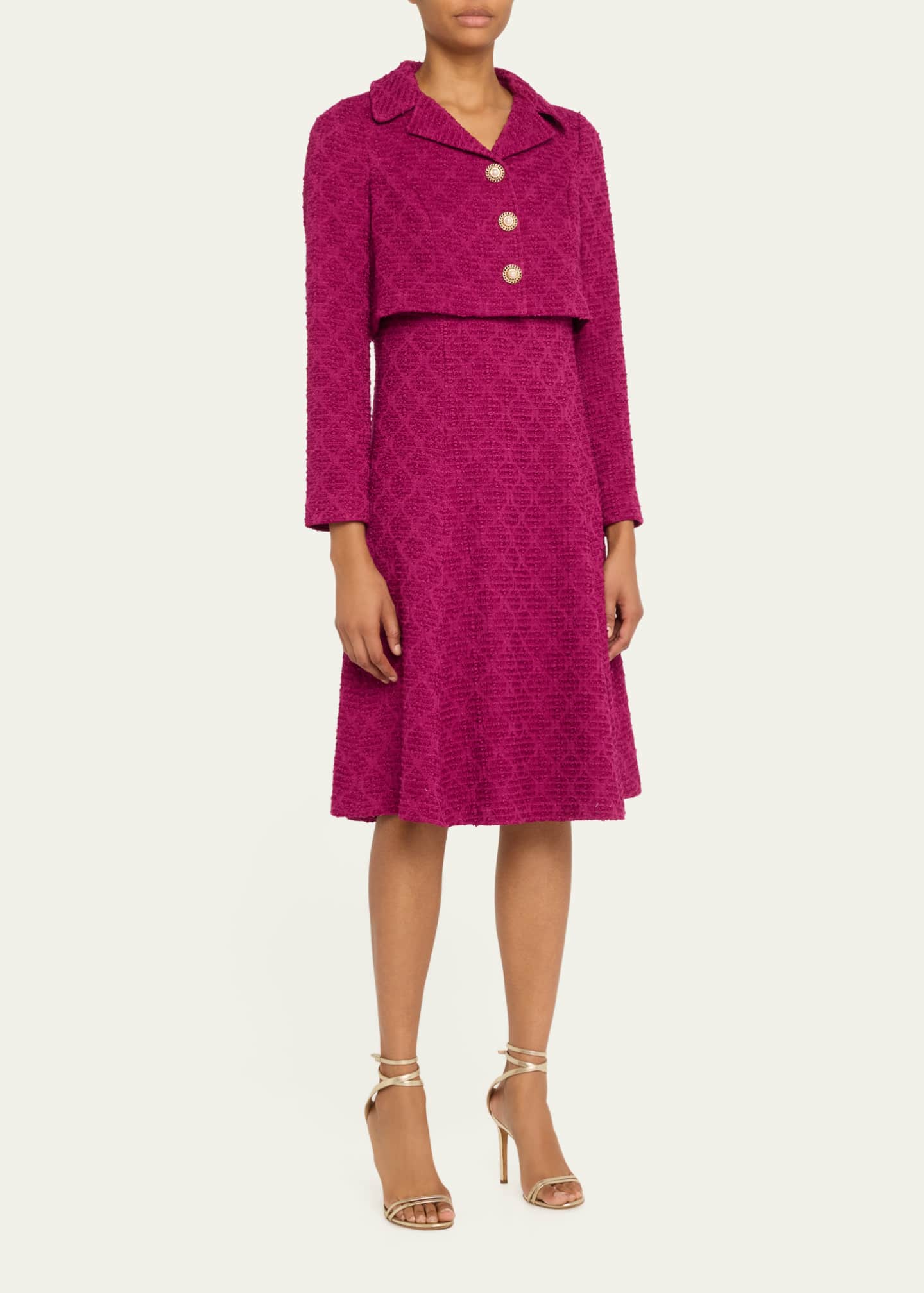 Rickie Freeman for Teri Jon Mock Two-Piece Boucle Dress - Bergdorf Goodman