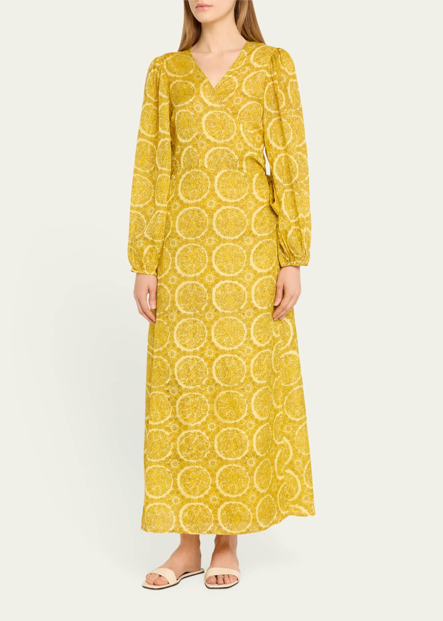 Hannah Artwear Luna Puff-Sleeve Silk Habotai Maxi Wrap Dress - Bergdorf ...