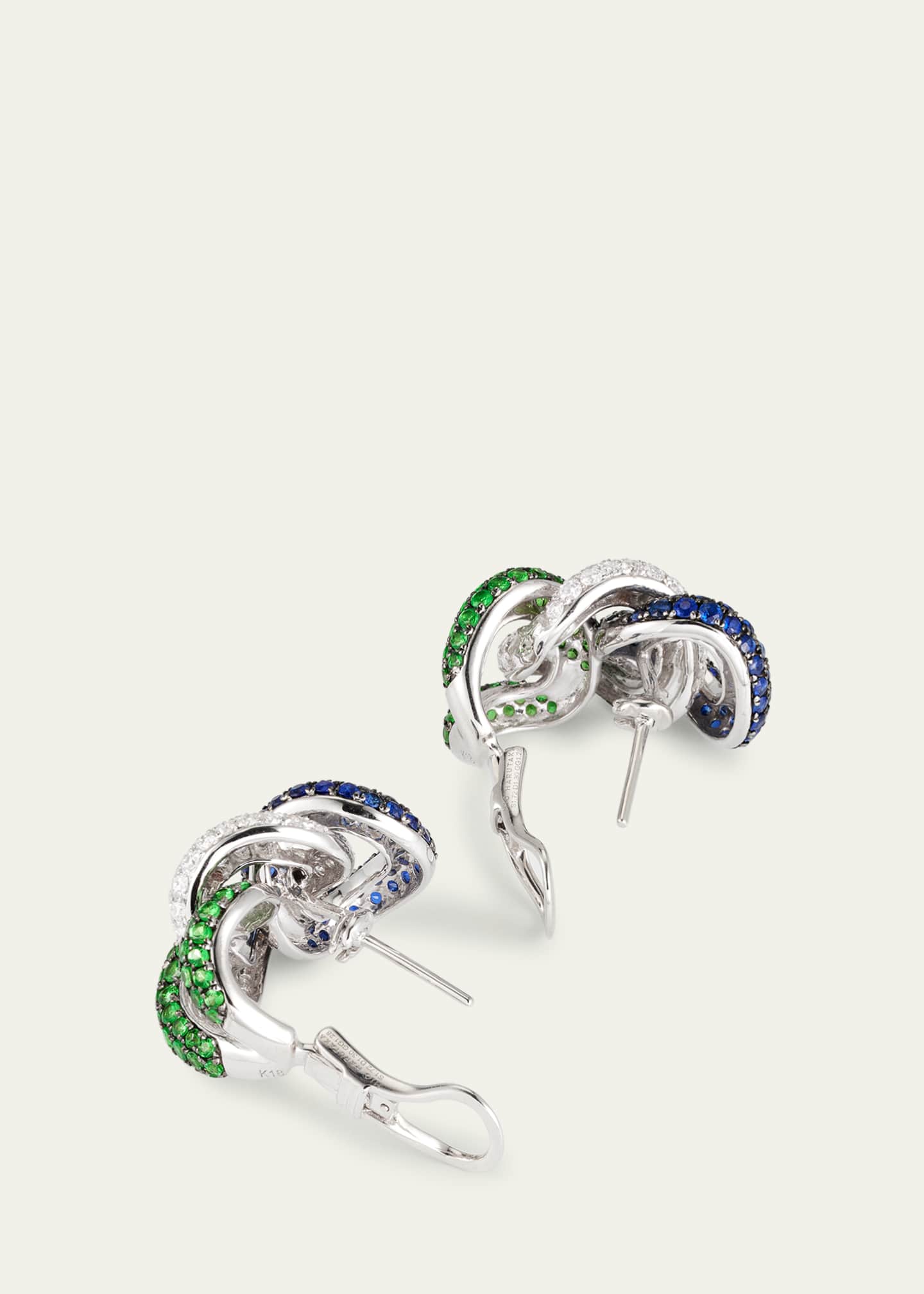 Mio Harutaka 18K White Gold Rope Chain Earrings with Sapphire, Garnet ...