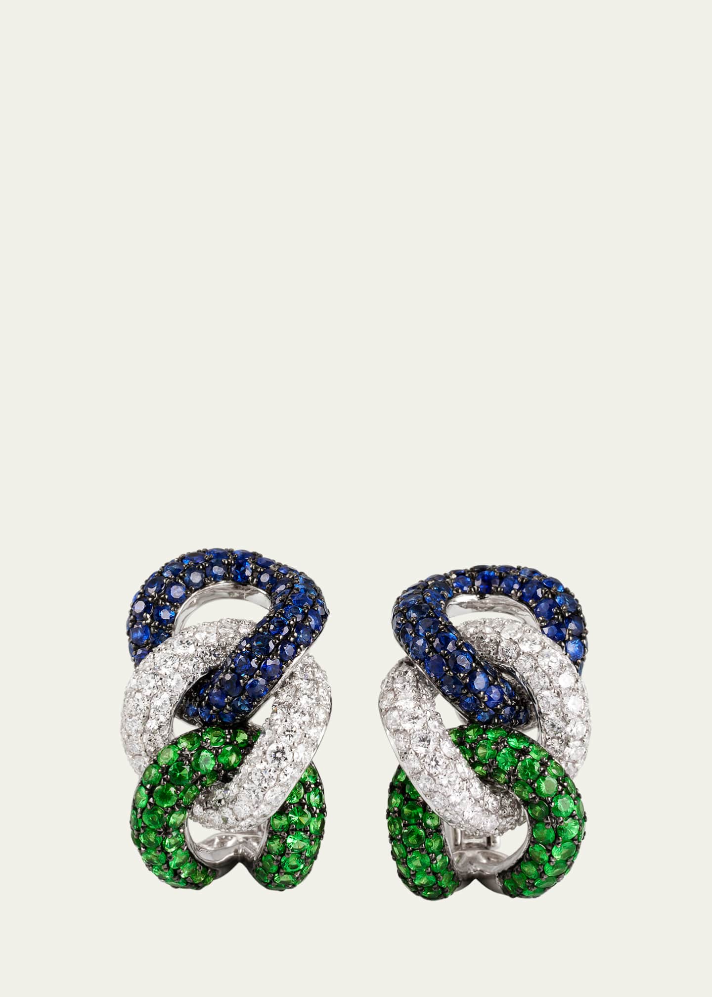 Mio Harutaka 18K White Gold Rope Chain Earrings with Sapphire, Garnet ...