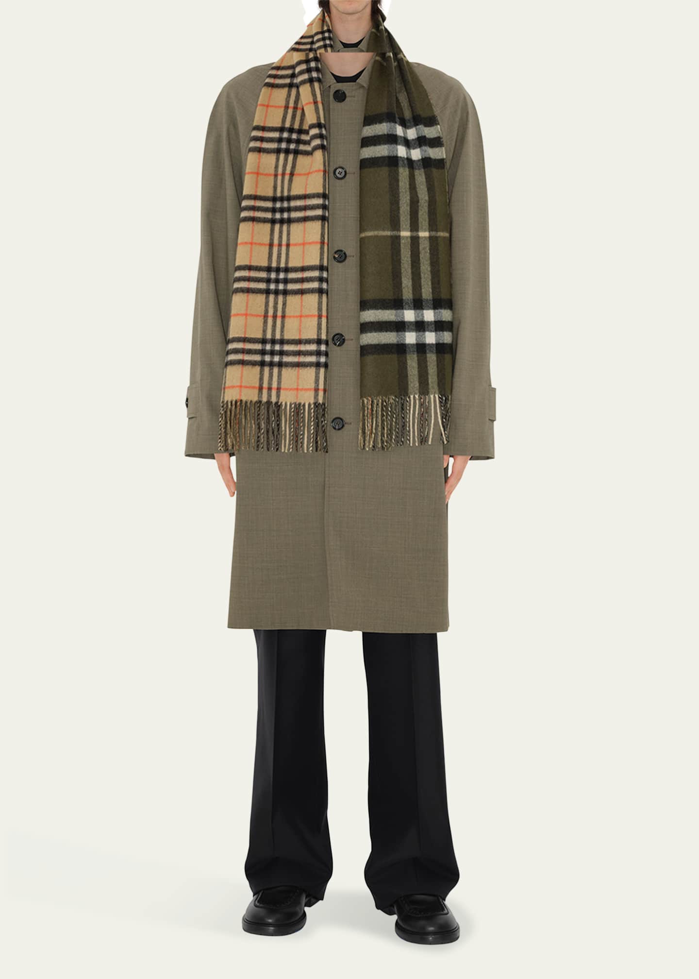 Burberry Reversible Green Check Cashmere Scarf - Bergdorf Goodman