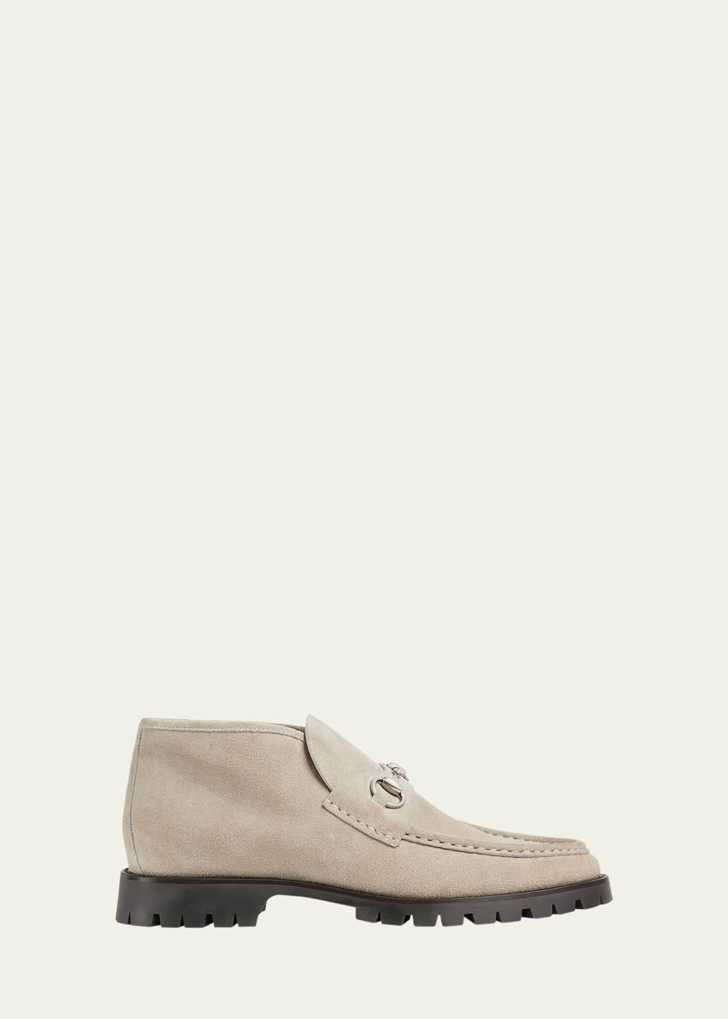 Gucci Men's Sylke Suede Bit Lug-Sole Chukka Boots - Bergdorf Goodman
