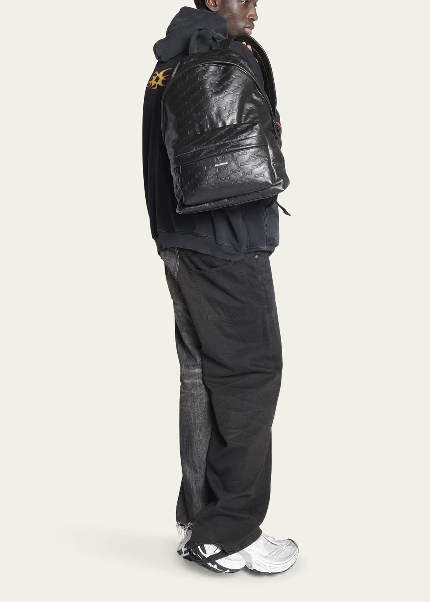 Balenciaga Men's Signature BB Embossed Leather Backpack - Bergdorf Goodman