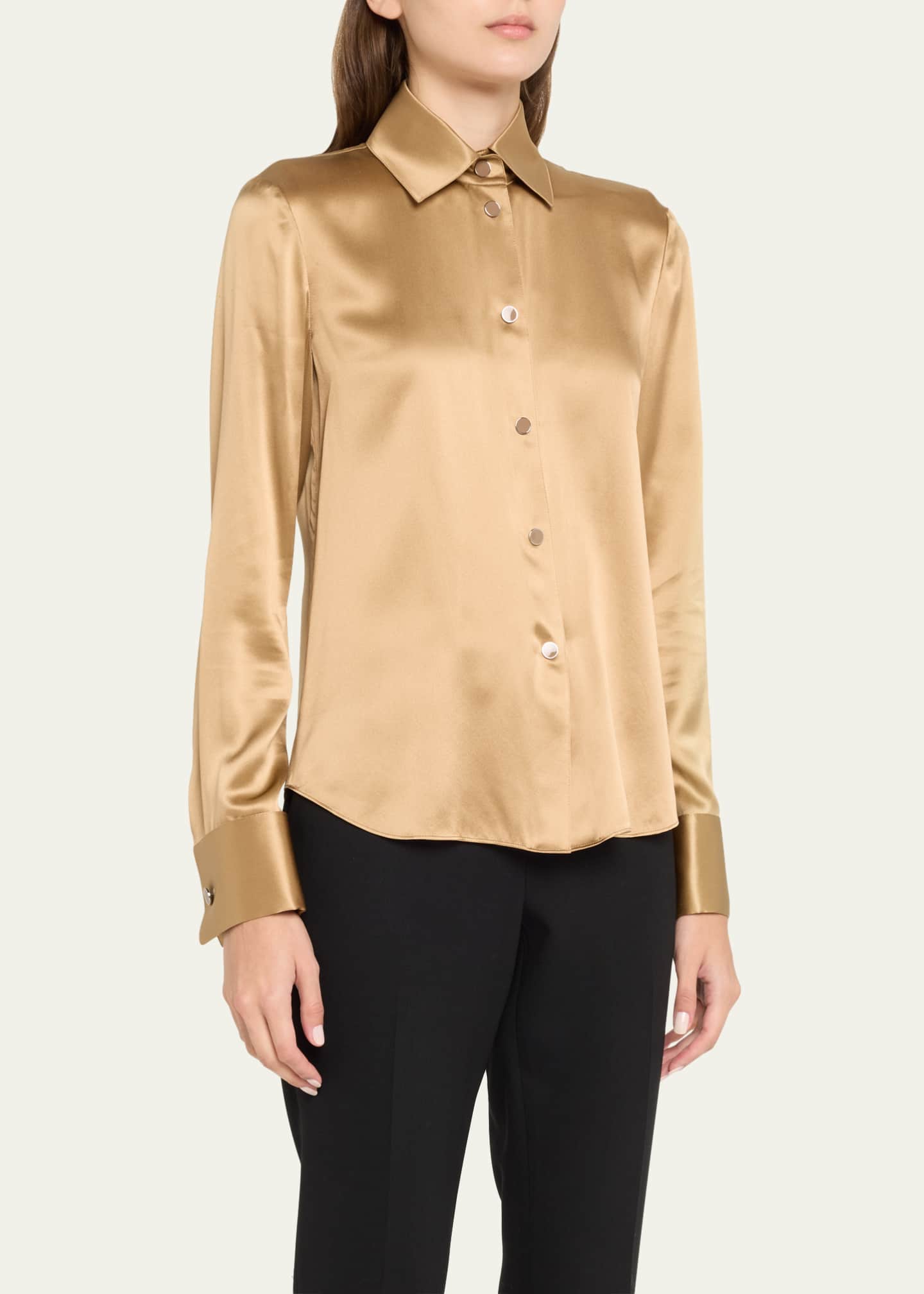 Lafayette 148 New York Button-Down Slim Silk Blouse - Bergdorf Goodman