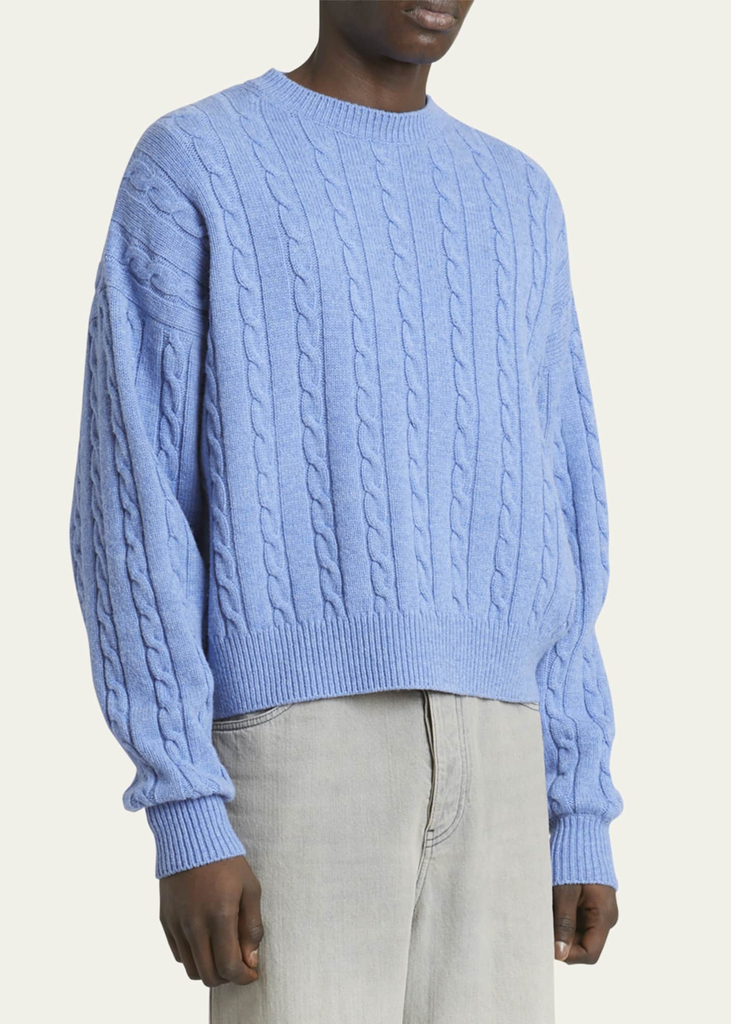 Loewe Men's Wool Cable Sweater - Bergdorf Goodman