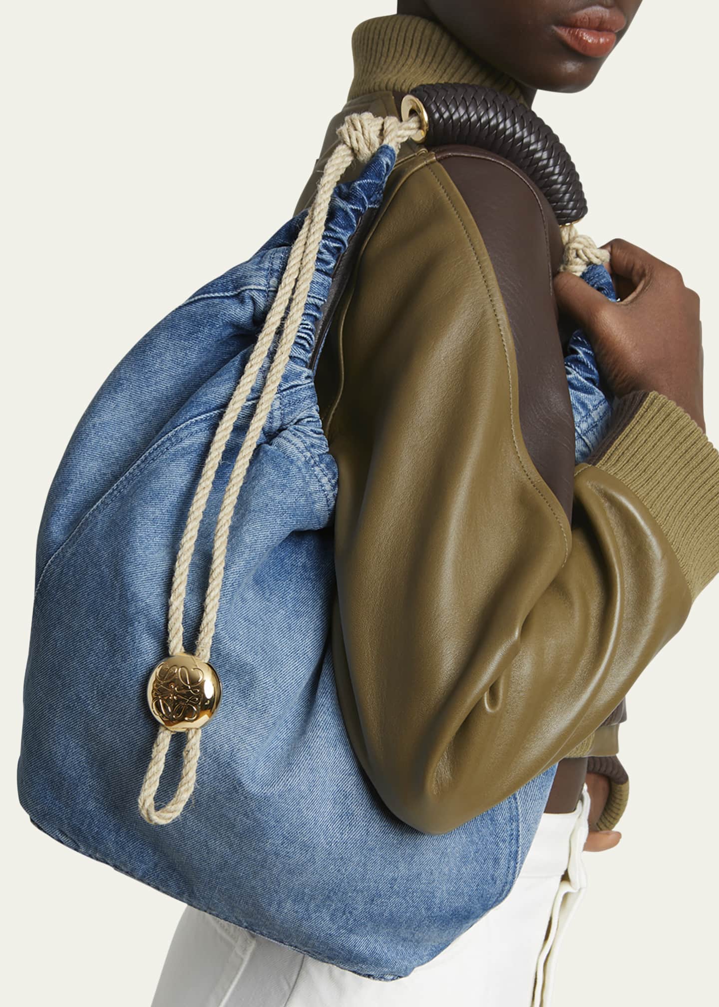 Loewe Squeeze Medium Denim Hobo Bag - Bergdorf Goodman