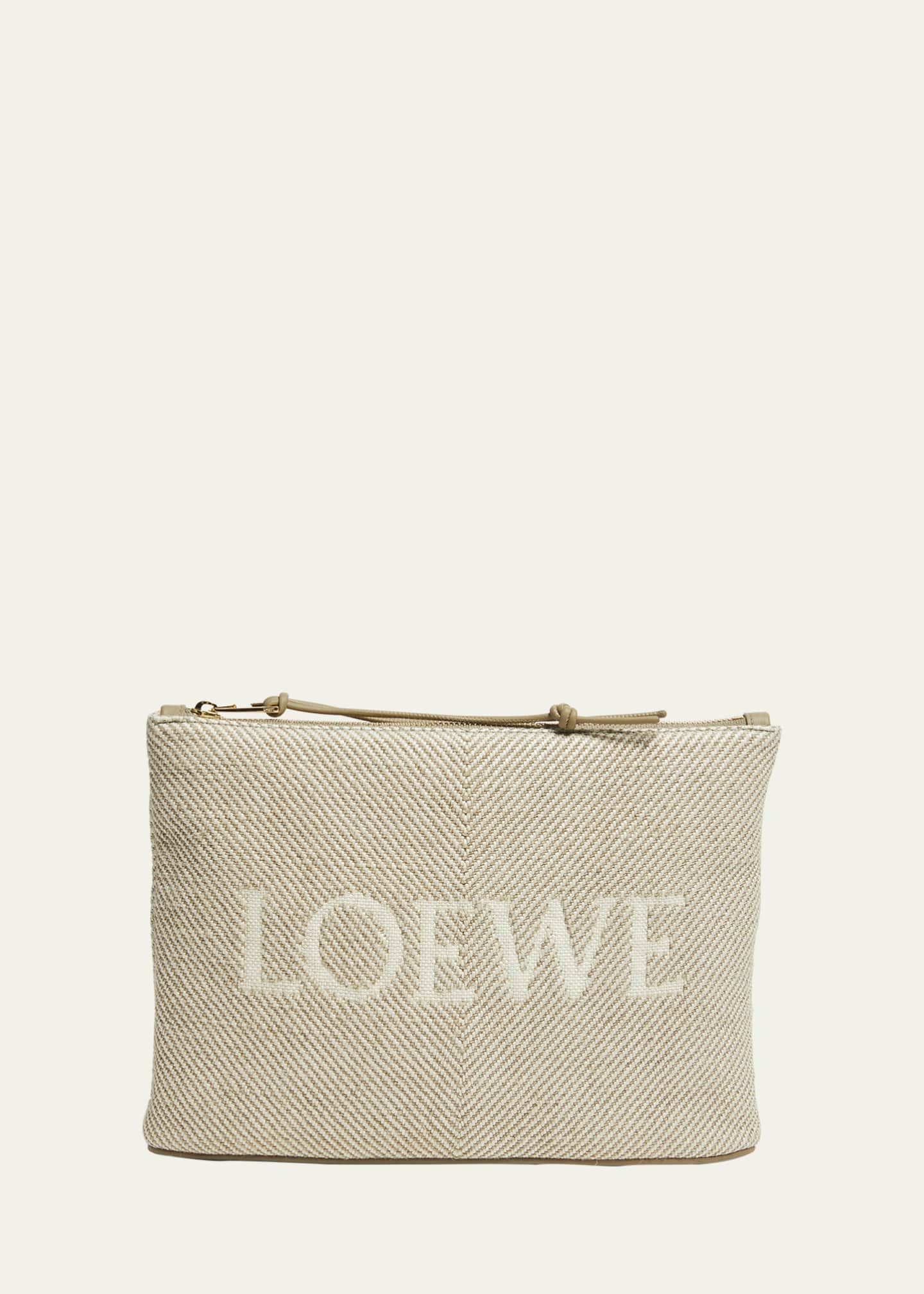 Loewe Oblong Logo Canvas Pouch Bag - Bergdorf Goodman