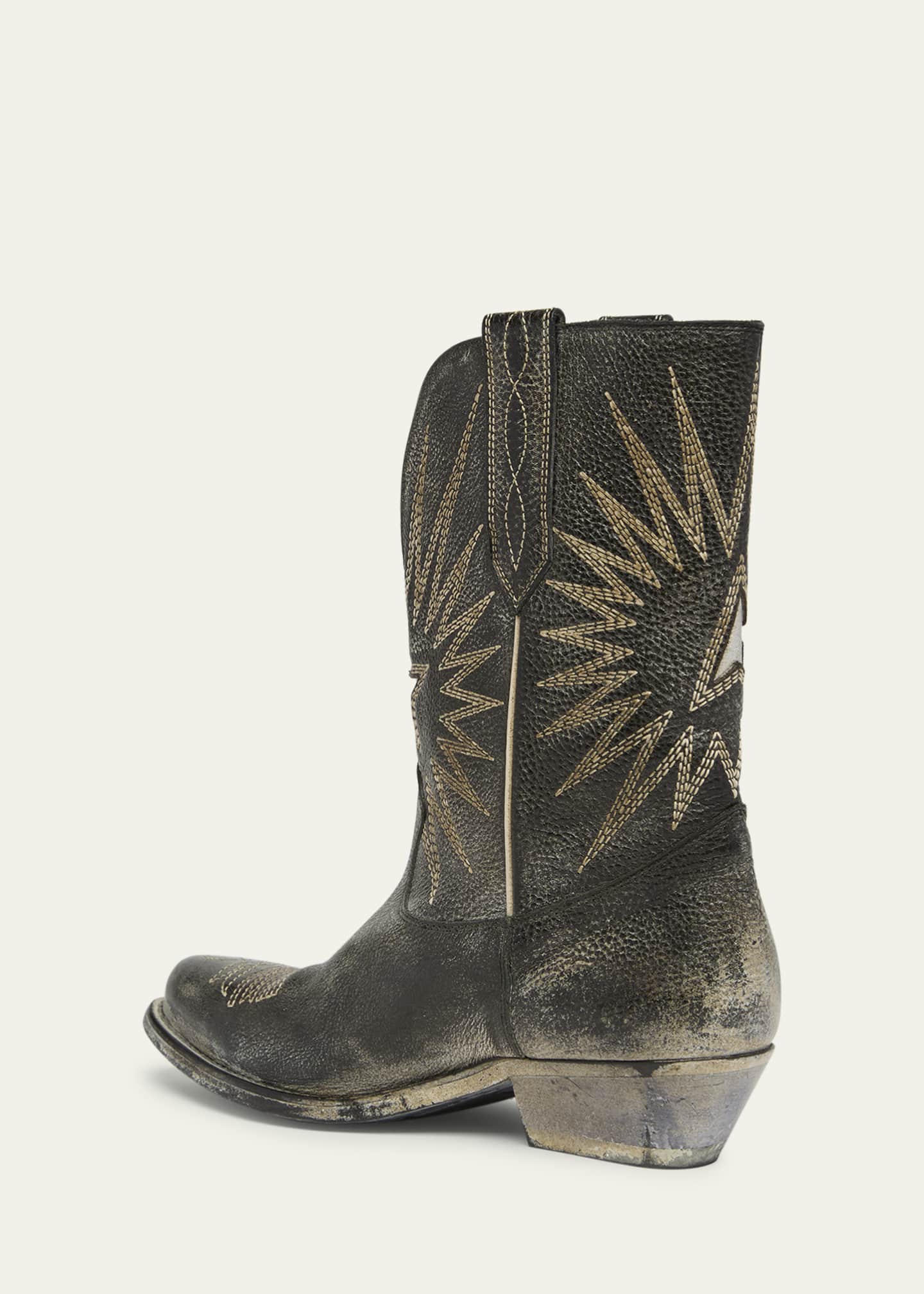 Golden Goose Wish Star Embroidered Leather Cowboy Boots - Bergdorf Goodman