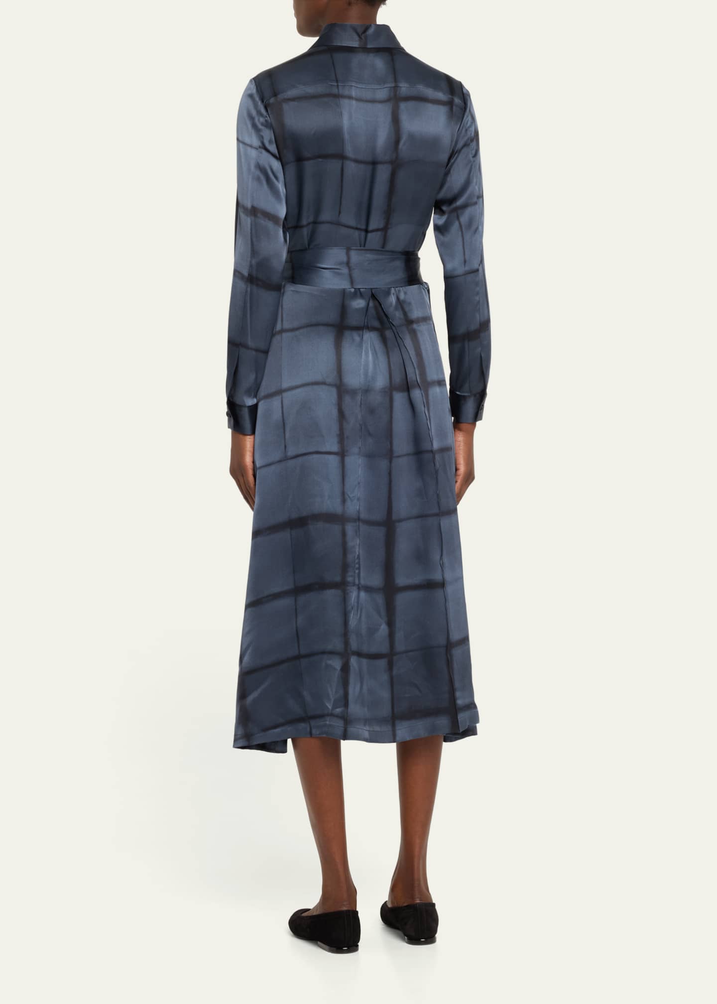 Kiton Printed Self-Tie Pleated Midi Silk Dress - Bergdorf Goodman