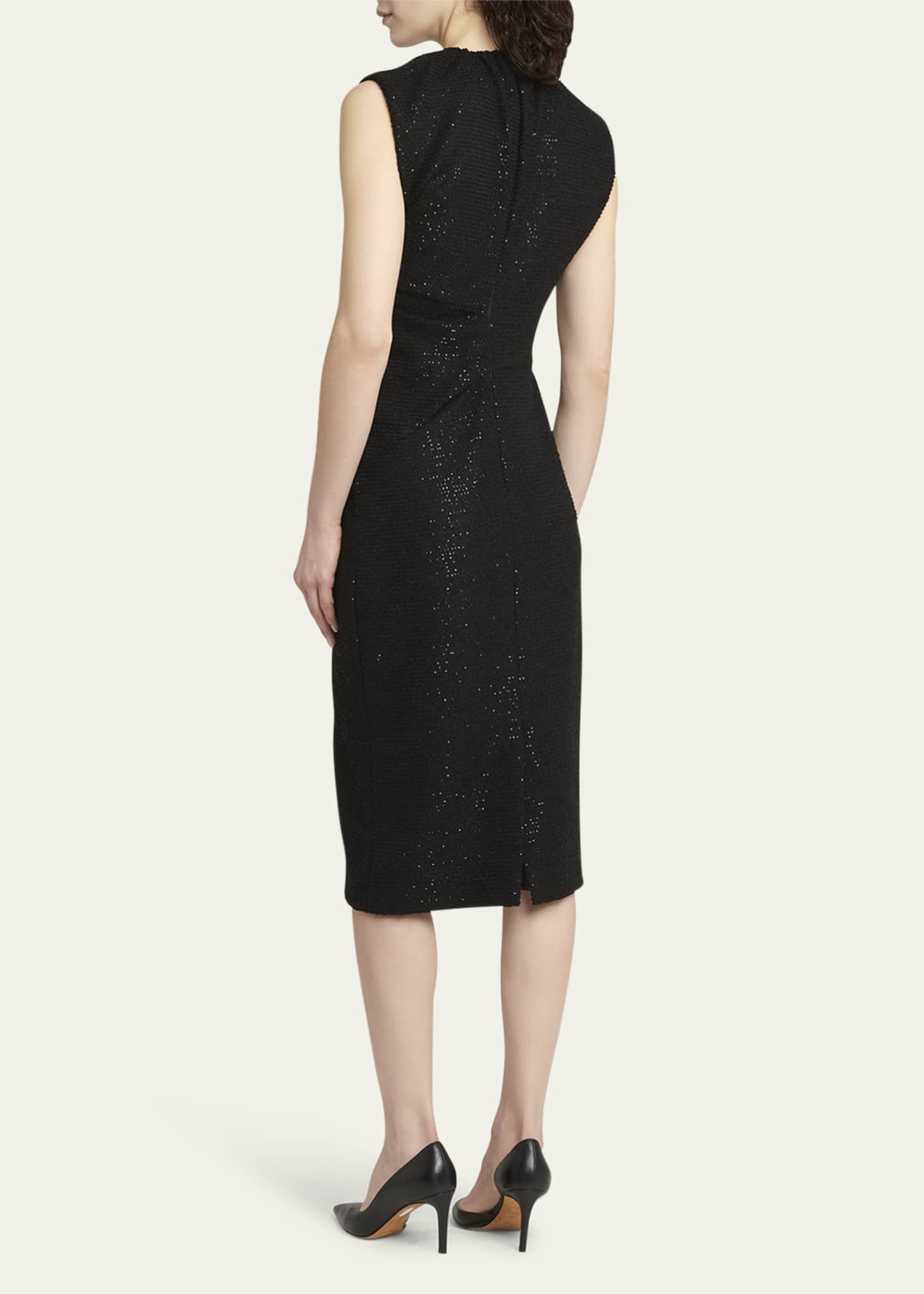 Kiton Sequined Gathered-Neck Wool Midi Dress - Bergdorf Goodman