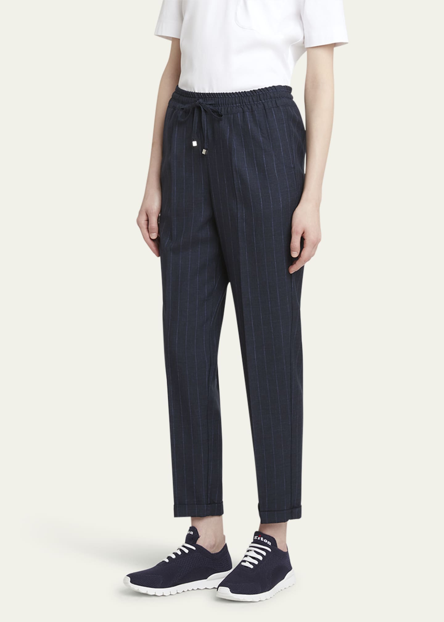 Kiton Stripe Drawstring Jogger Pants - Bergdorf Goodman