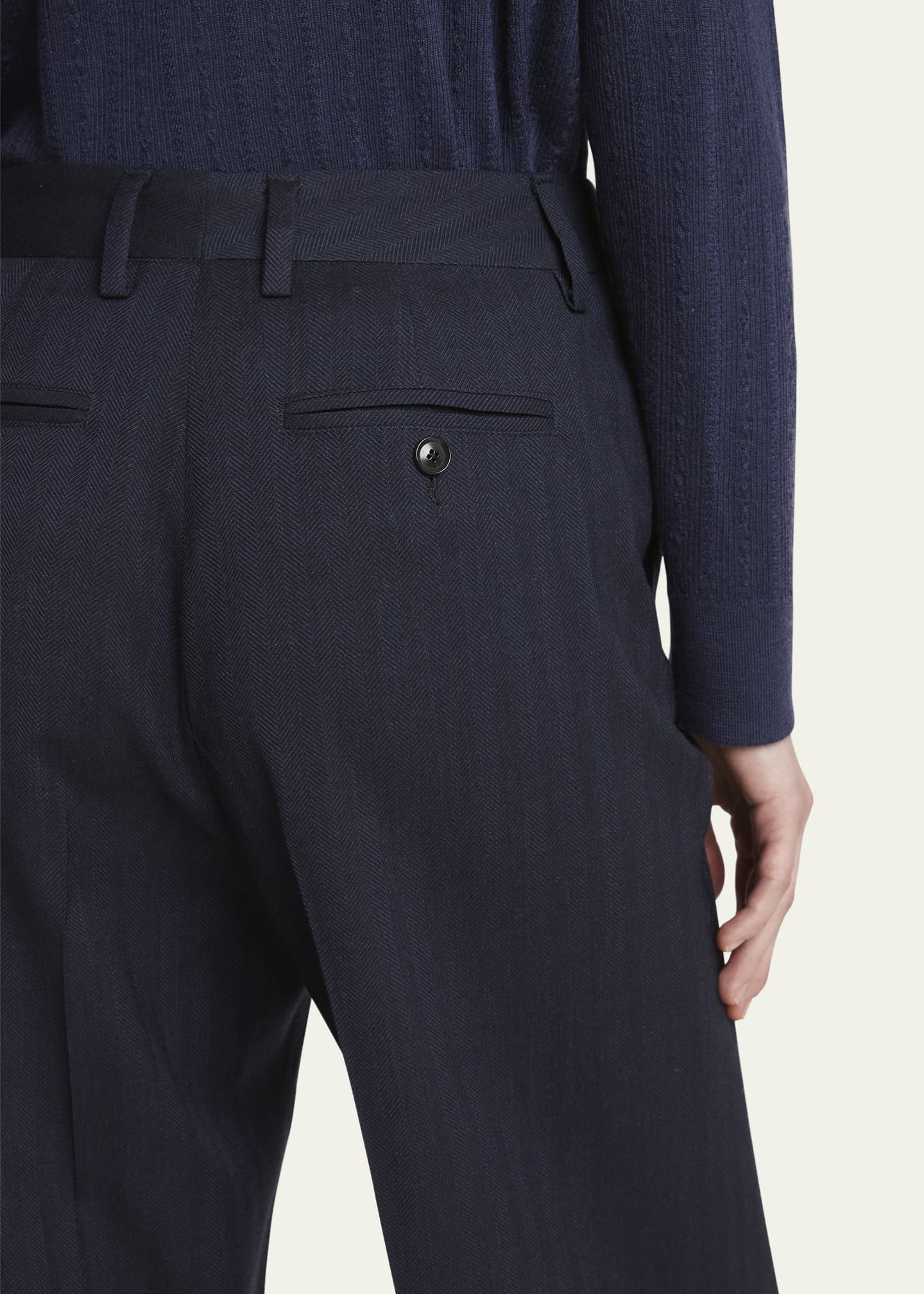 Kiton Chevron Wide Leg Wool Pants - Bergdorf Goodman
