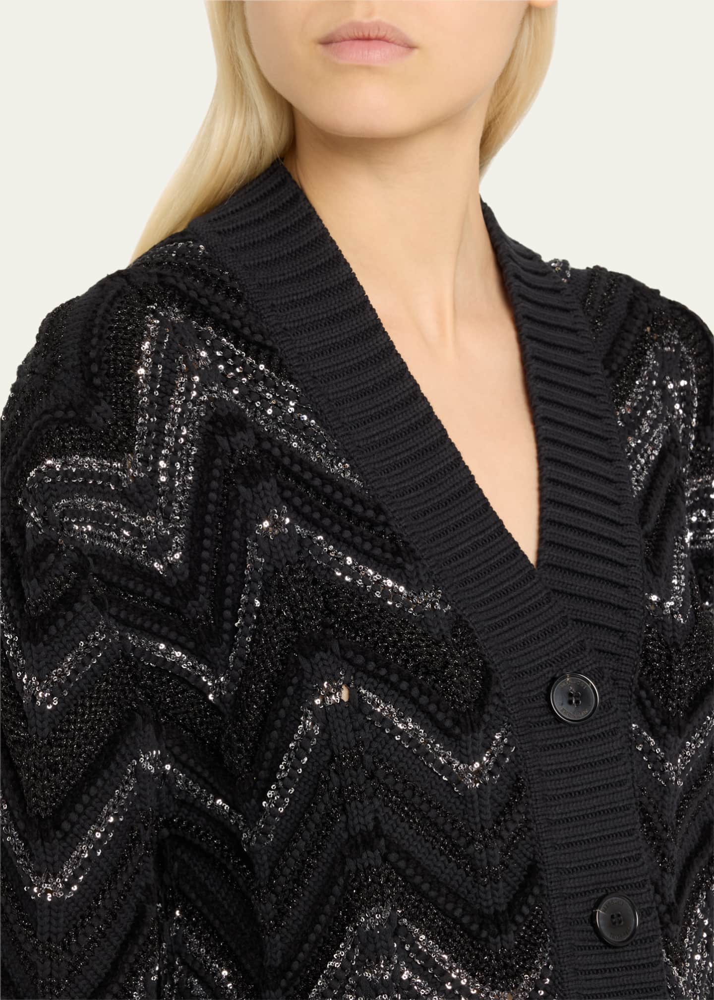 Missoni Sequined Chevron Knit Cardigan - Bergdorf Goodman