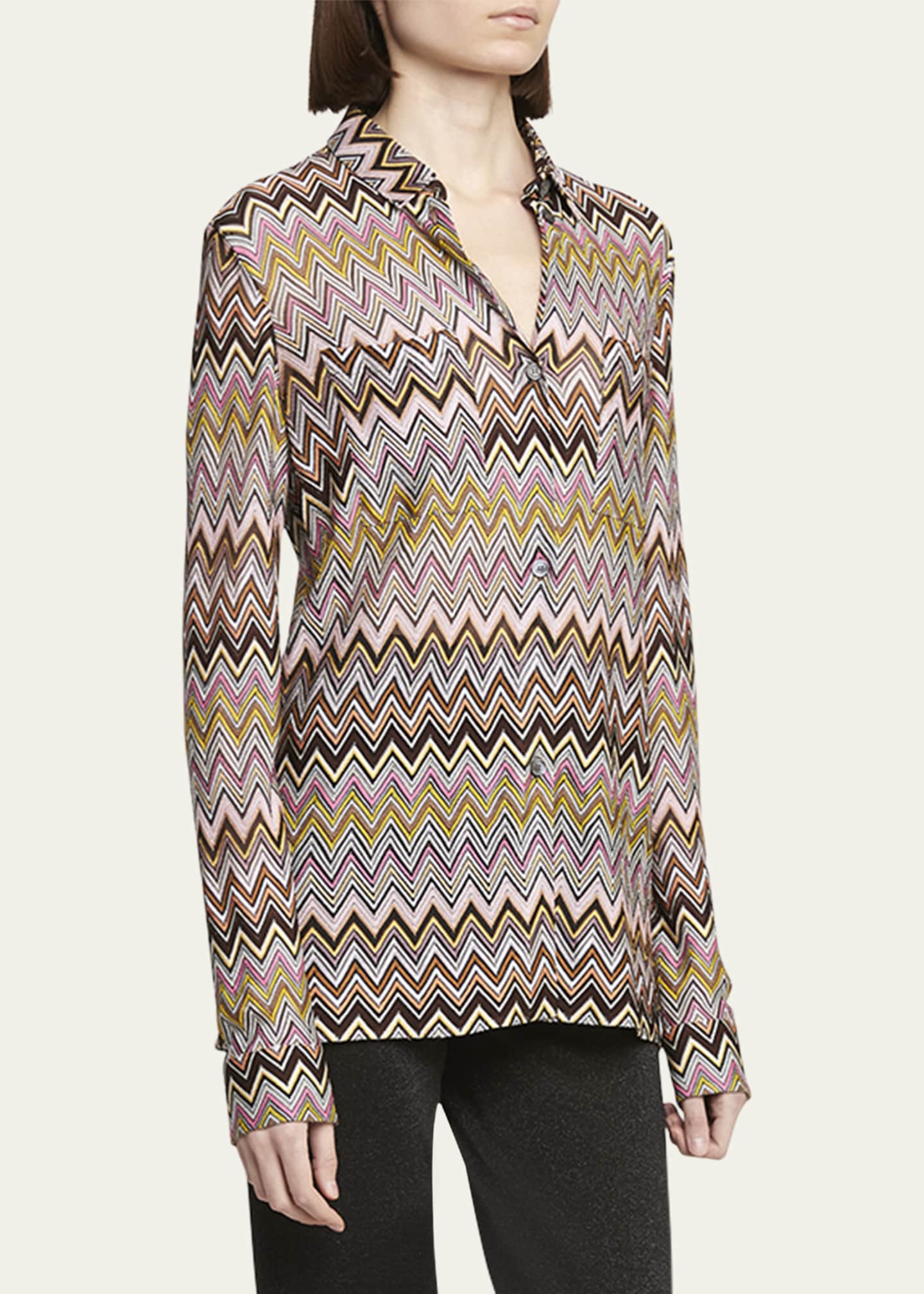Missoni Chevron Button Down Blouse - Bergdorf Goodman