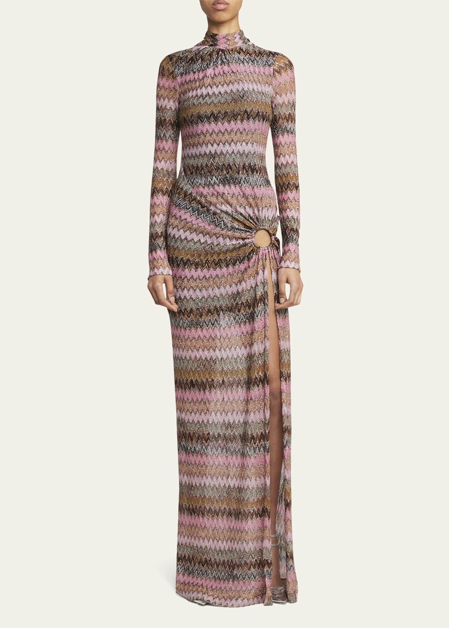 Missoni Long Cutout Metallic Chevron O-Ring Dress - Bergdorf Goodman