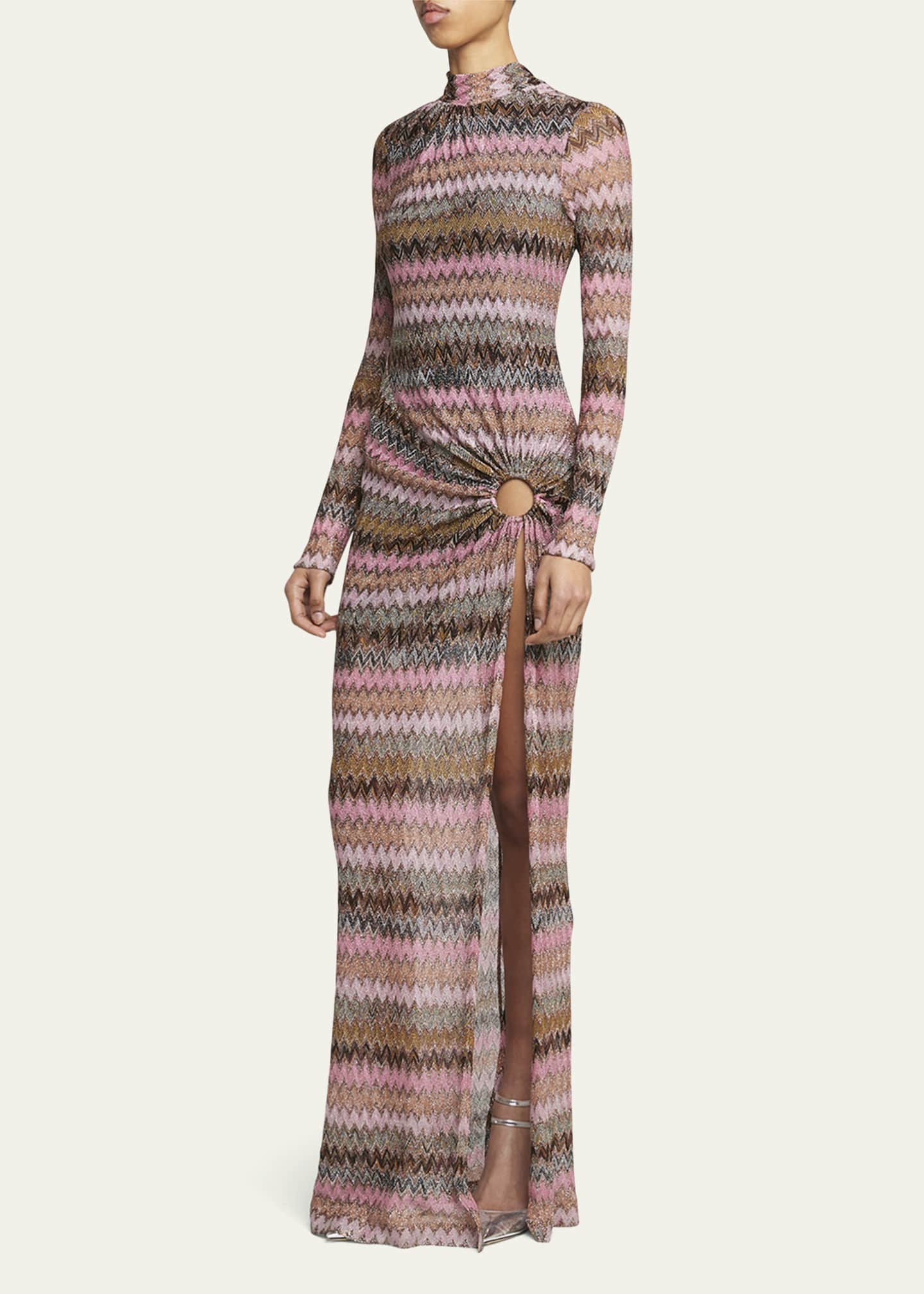 Missoni Long Cutout Metallic Chevron O-Ring Dress - Bergdorf Goodman