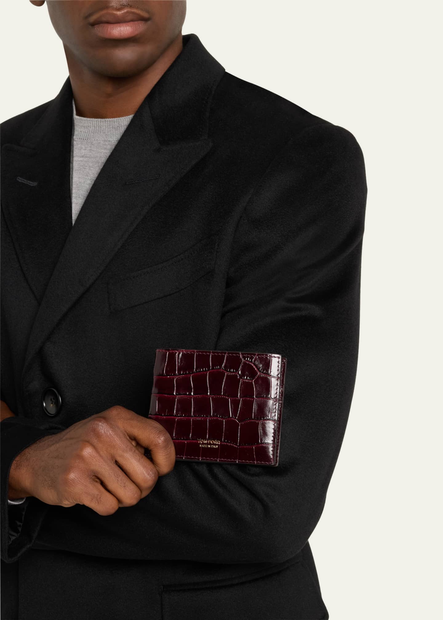 TOM FORD Men's Bi-Fold Crocodile-Print Leather Wallet - Bergdorf Goodman