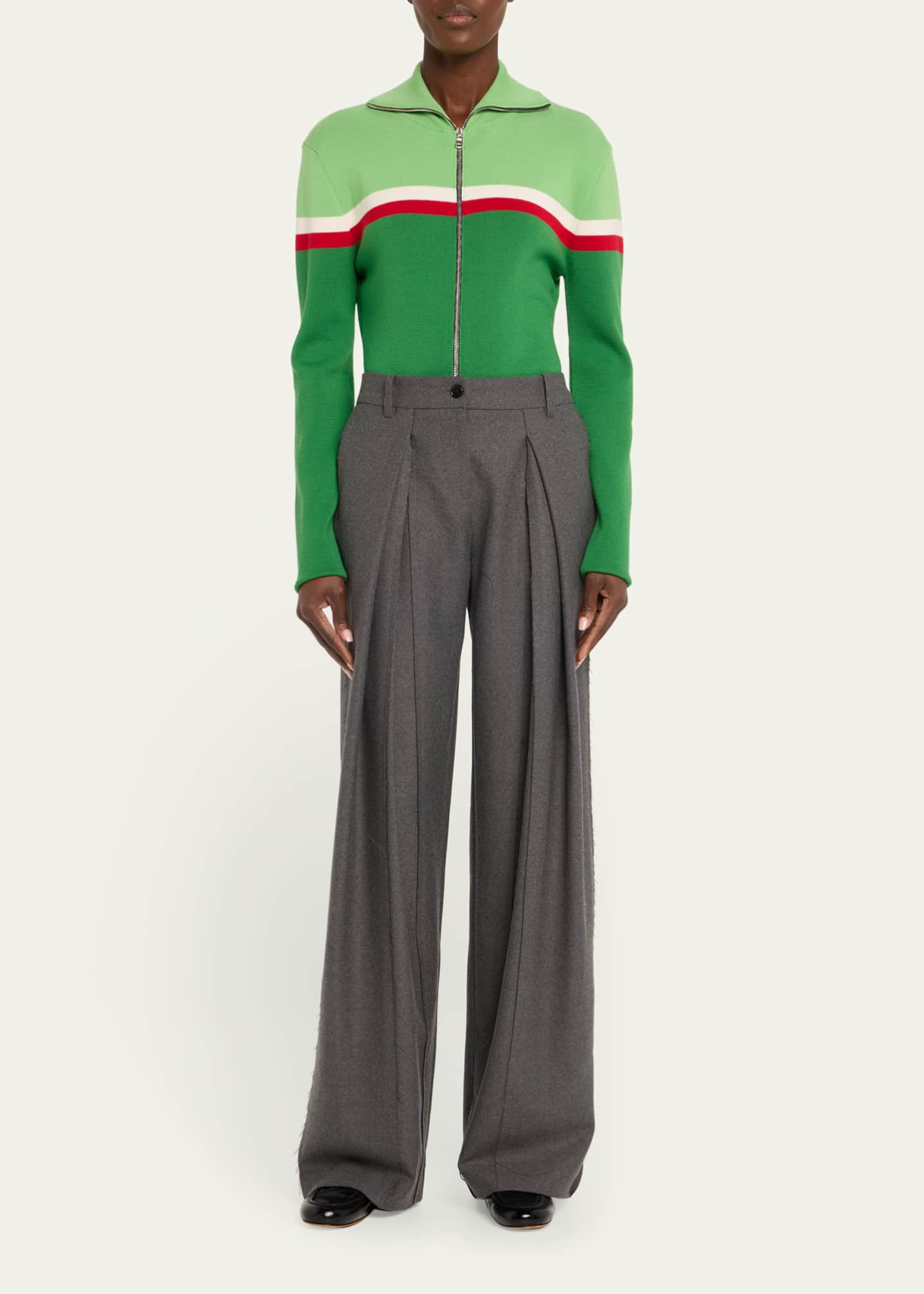 Zomer Box Pleat Raw Edge Wool Trousers - Bergdorf Goodman