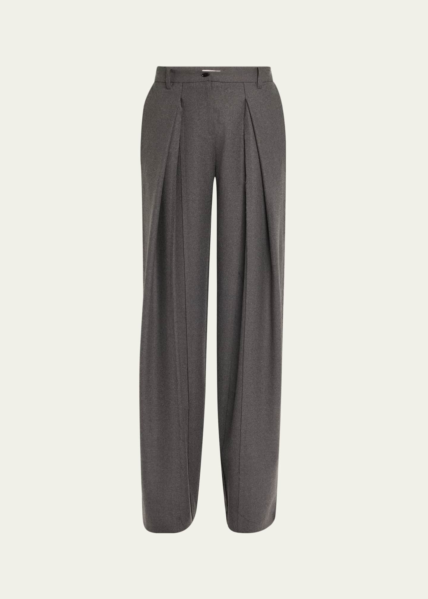 Zomer Box Pleat Raw Edge Wool Trousers - Bergdorf Goodman