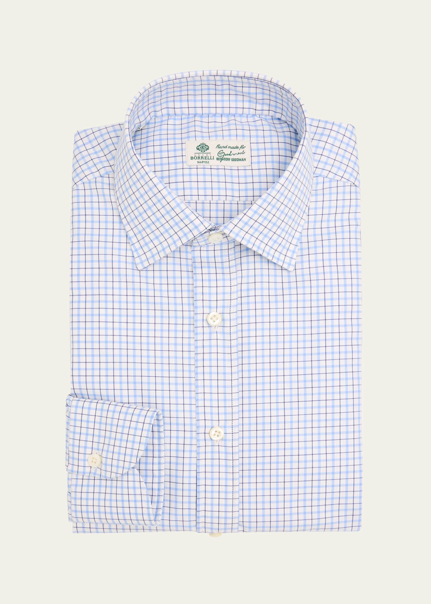 Borrelli Men's Cotton Micro-Check Dress Shirt - Bergdorf Goodman